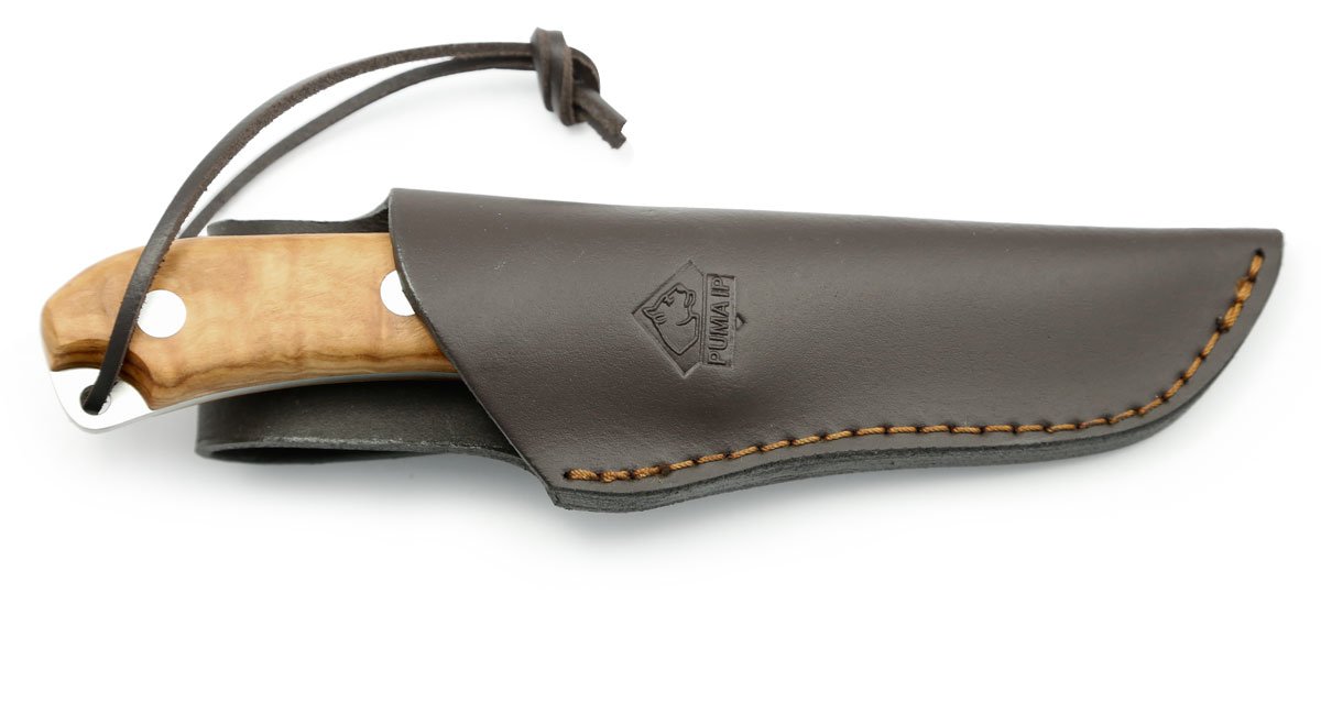 Puma IP Granada Olive Wood Hunting Knife with Leather Sheath
