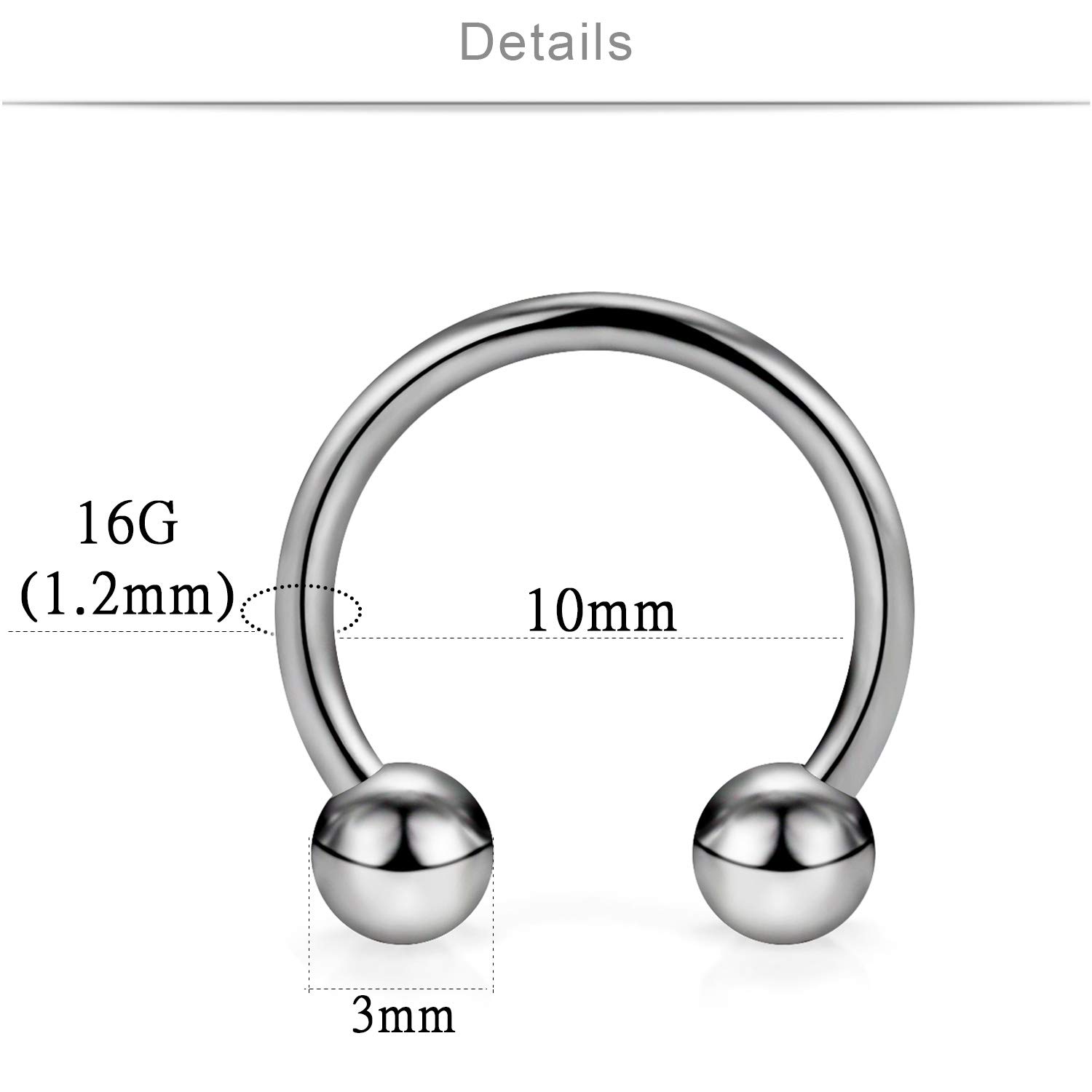 SCERRING 2PCS 16G G23 Titanium Septum Ring Nose Rings Hoop Helix Daith Cartilage Tragus Earrings Eyebrow Body Piercing Jewelry 10mm