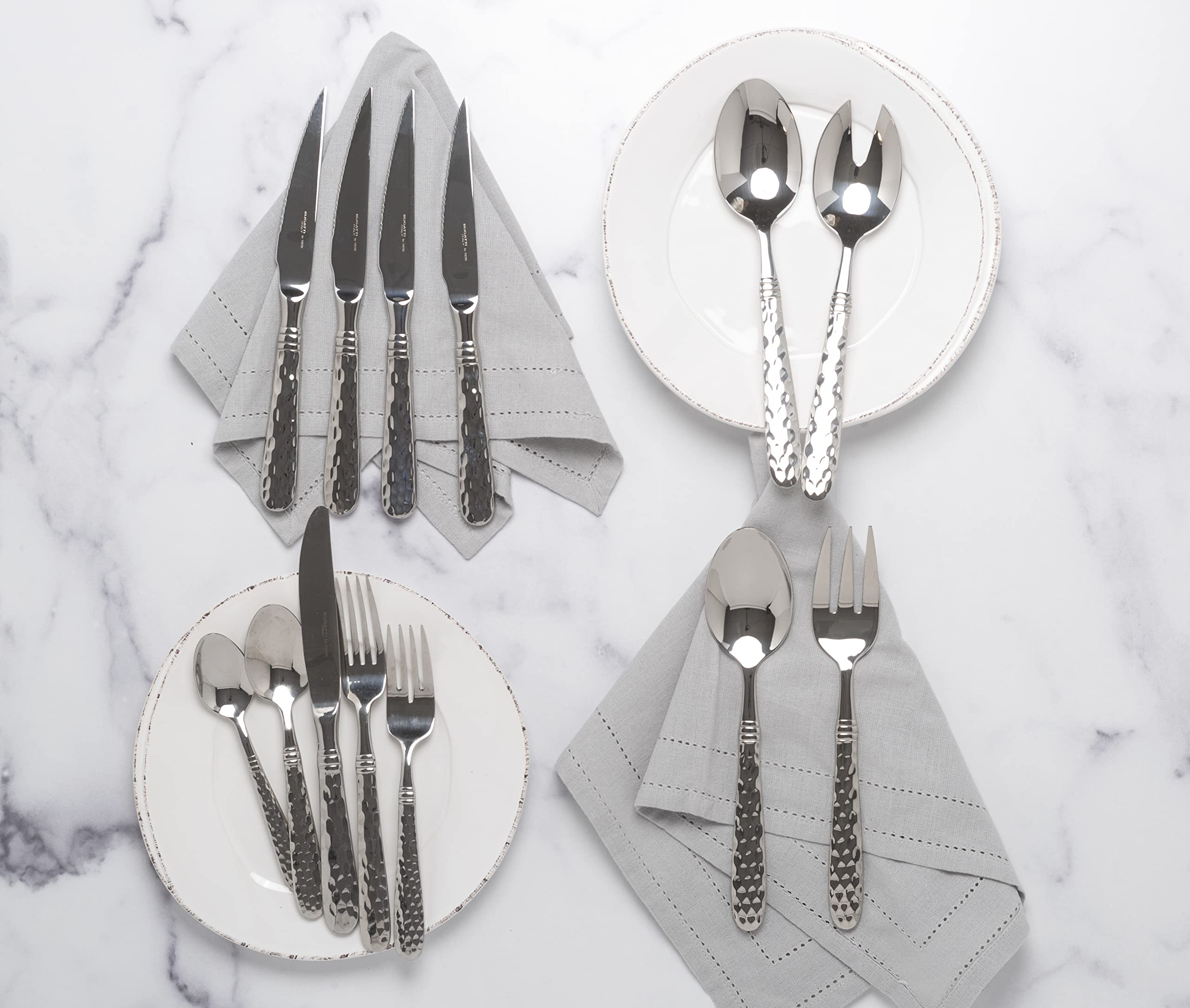 Vietri Martellato 5-Piece Place Setting - Handmade 18/10 Stainless Steel Utensils Set