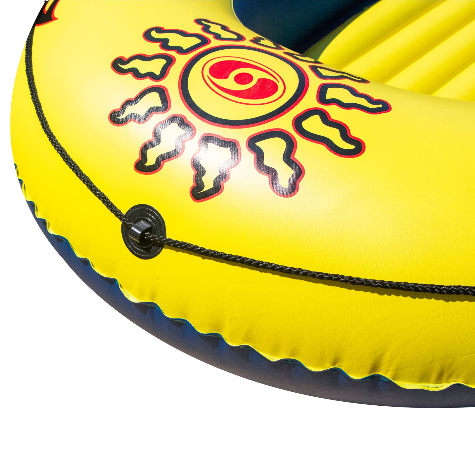 Solstice Inflatable Boat Rafts 3 Person for Adults & Kids Comes W/ Oars Paddles-Pump Pole Oar Holders Cushioned Comfortable Base Grab Line 8 Ft Size Sunskiff Kits Dinghy Air Floor Yellow