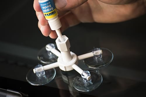 Rain-X 600001 Windshield Repair Kit - Quick And Easy Durable Resin Based Kit for Chips and Cracks, Good For Round Damage Below 1" In Diameter And Cracks Smaller Than 12" In Length, BLUE,YELLOW