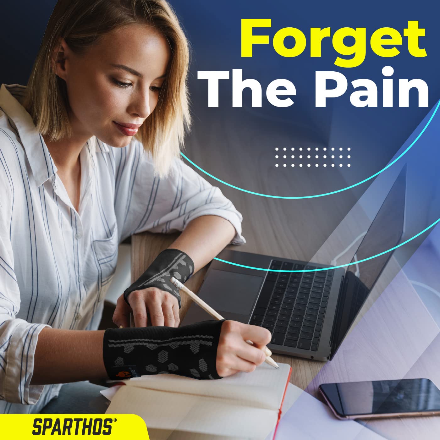 Sparthos Wrist Support Sleeves (Pair) β Medical Compression for Carpal Tunnel and Wrist Pain Relief β Wrist Brace for Men and Women (Medium, Midnight Black)