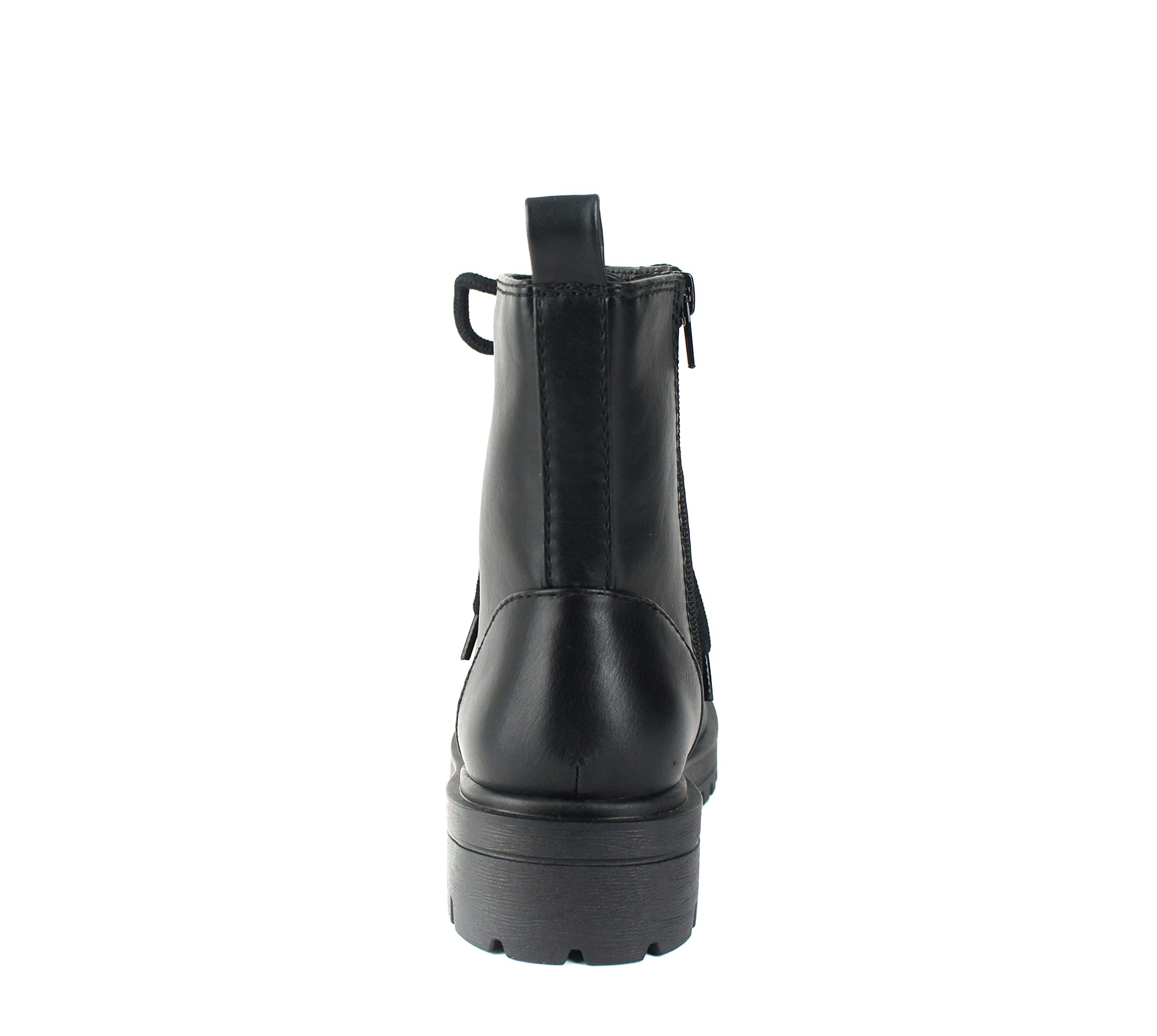 Soda FIRM - Lug Sole Combat Ankle Bootie Lace up w/Side Zipper (Black, numeric_7_point_5