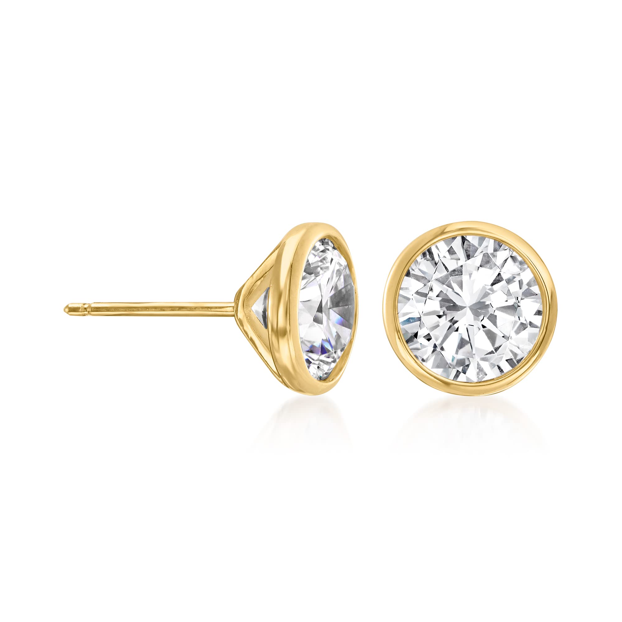 Ross-Simons 2.00 ct. t.w. Bezel-Set CZ Stud Earrings in 14kt Yellow Gold