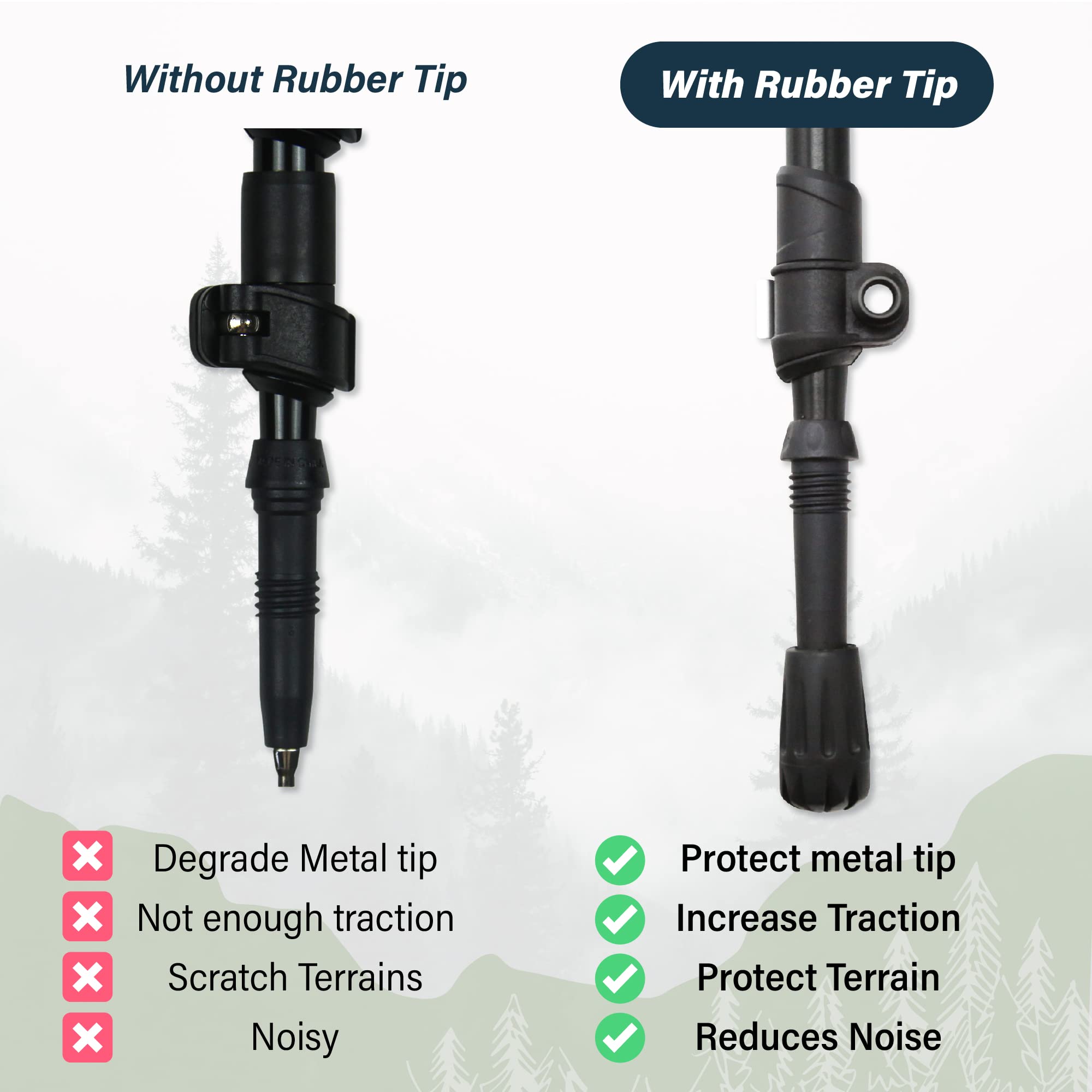 TREKOLOGY Trek-Z (Blue 100-120cm) Trekking Hiking Poles / 6 pc Replacement Rubber Tips - Collapsible Folding Walking Sticks,Adjustable Quick Flip-Lock, Foldable Trekking Poles for Hiking.