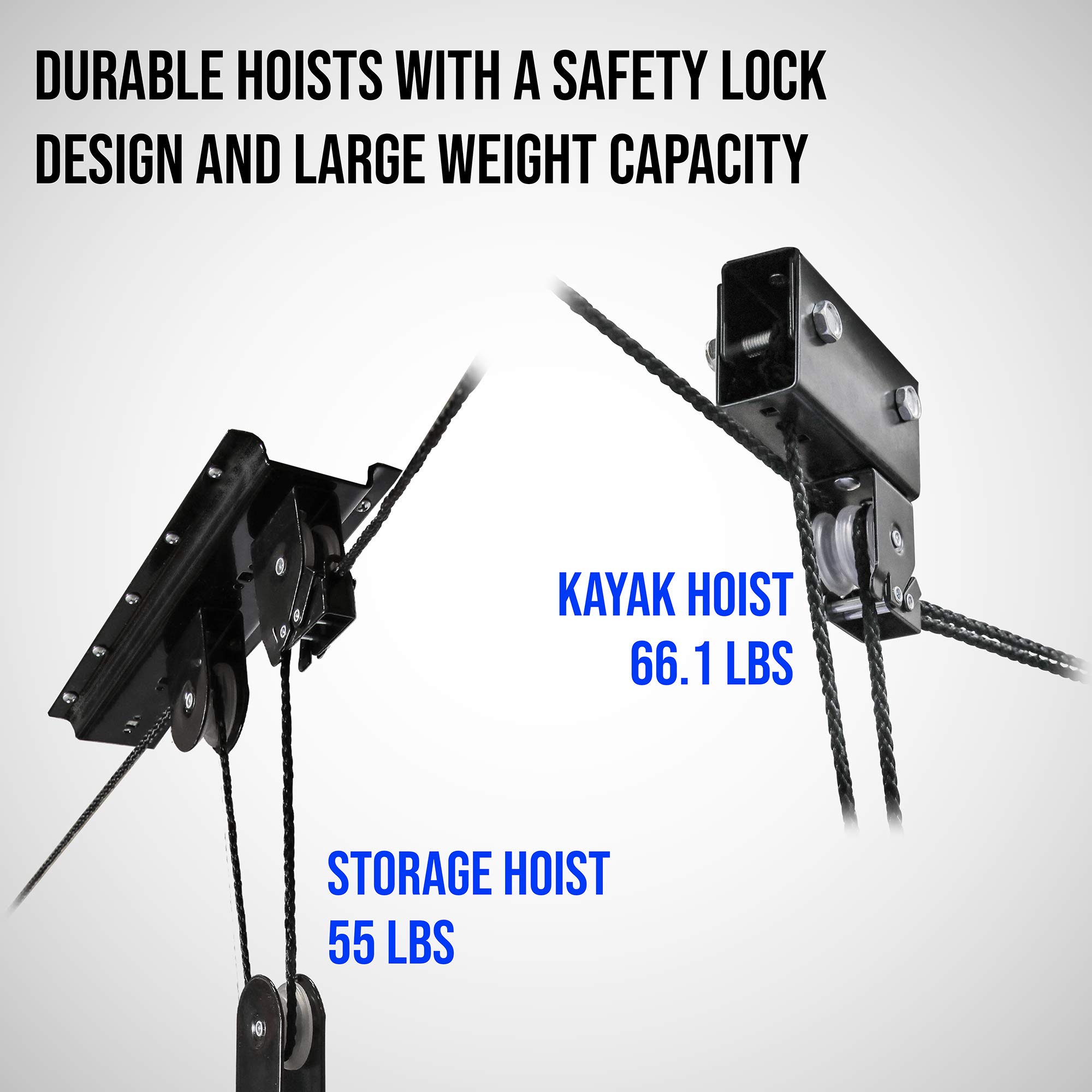 RaxGo Kayak Wall Hanger, Heavy Duty Wall Mounted Kayak Storage Rack Hooks for Kayak’s & Canoe’s, Indoor, Outdoor, Garage, Adjustable Length
