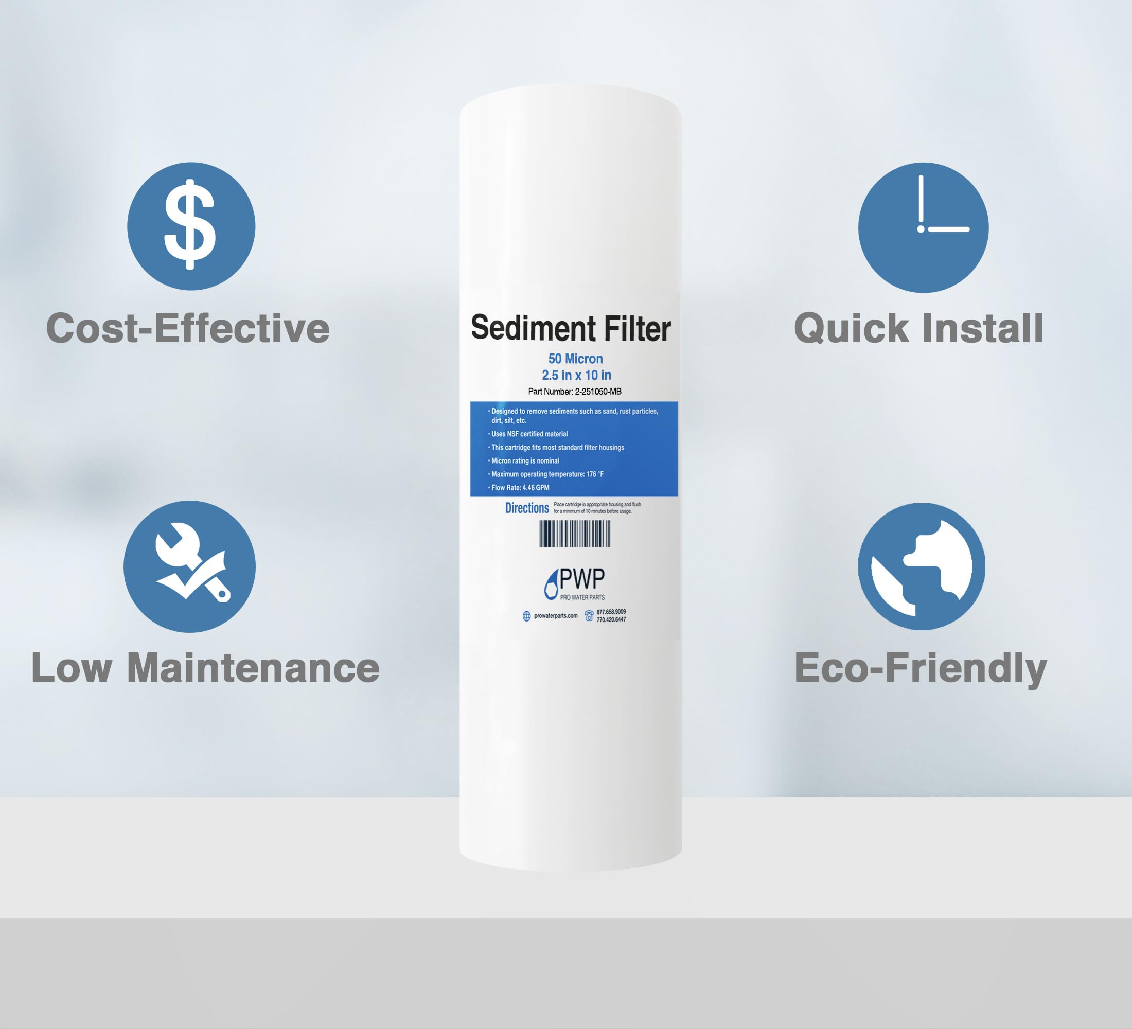 Sediment Melt Blown Water Filters 10x2.5" Standard 50 Micron 25 Pack