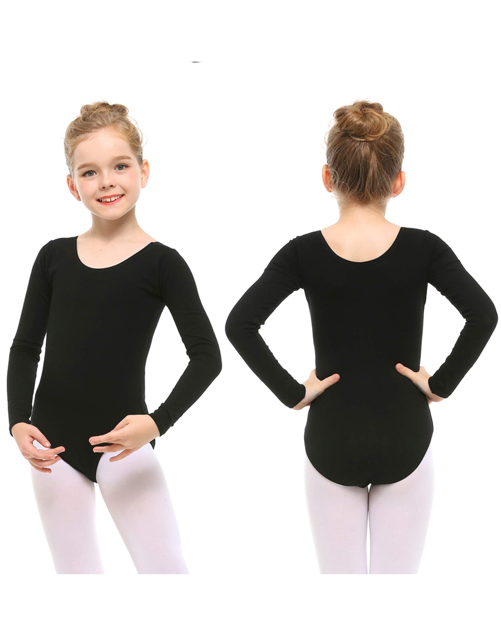Stelle Girls Long Sleeve Team Basic Leotard Ballet Dance Gymnastics (Toddler/Little Kid/Big kid) (Black,6 Years)