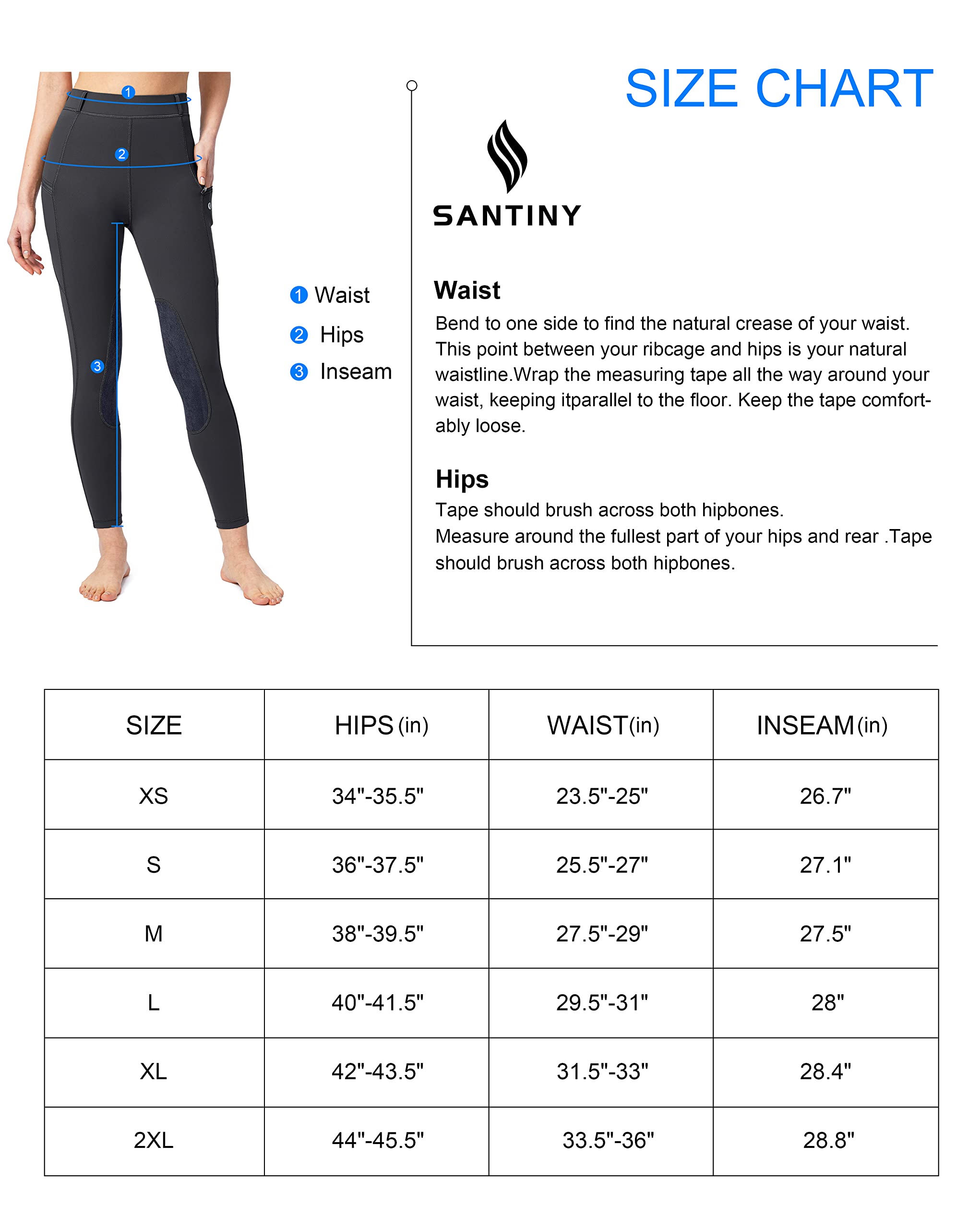 SANTINY Women's Horse Riding Pants with Zipper Pockets Knee-Patch Schooling Tights Equestrian Breeches for Women (Dark Grey_S)