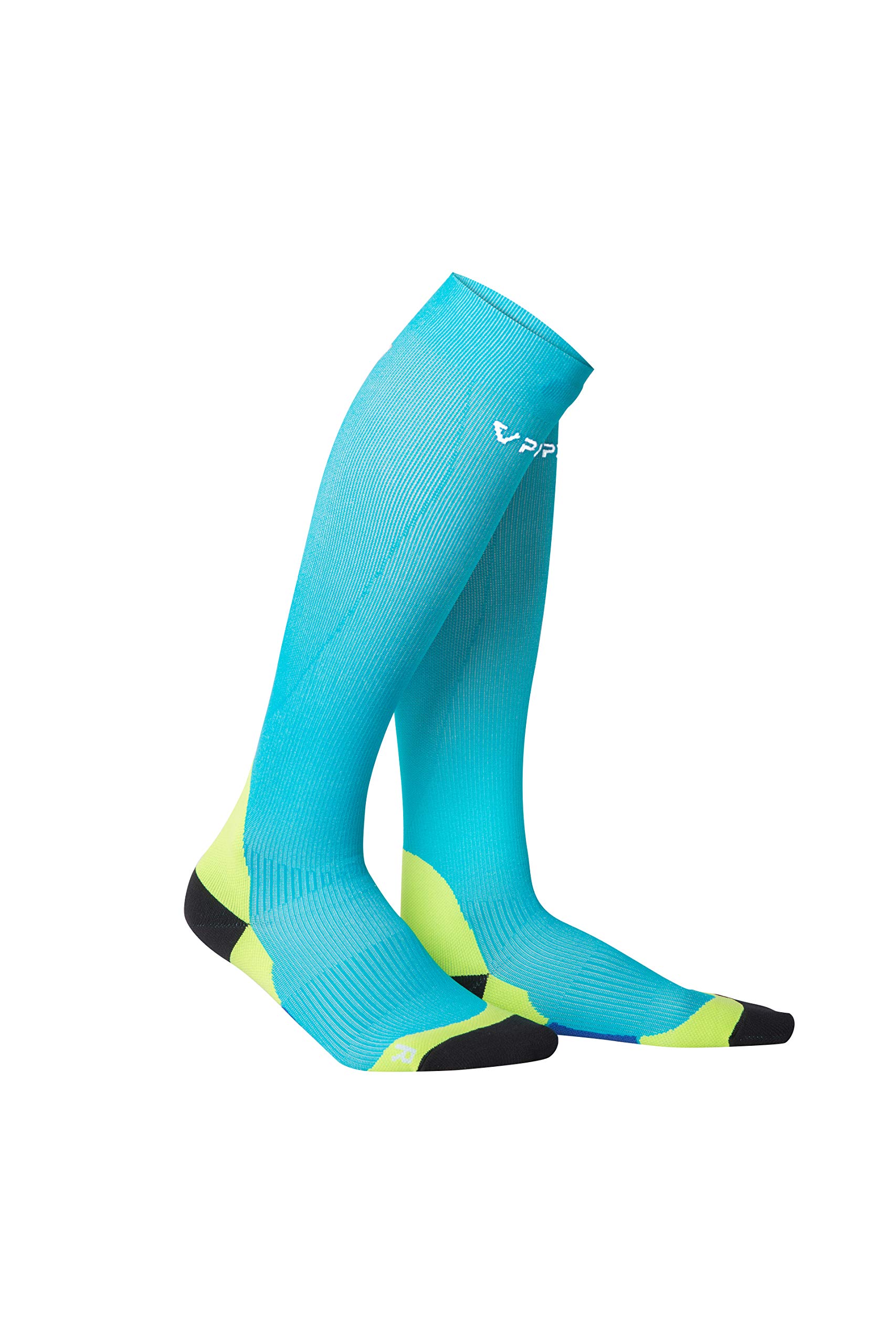 VPX-P Premium Compression Socks for Women and Men 20-30 mmHg β High Knee Compression Socks -For Flights, Running, Athletic, Nursing, Travel- Medias de Compression (Carolina Blue, Large-4)