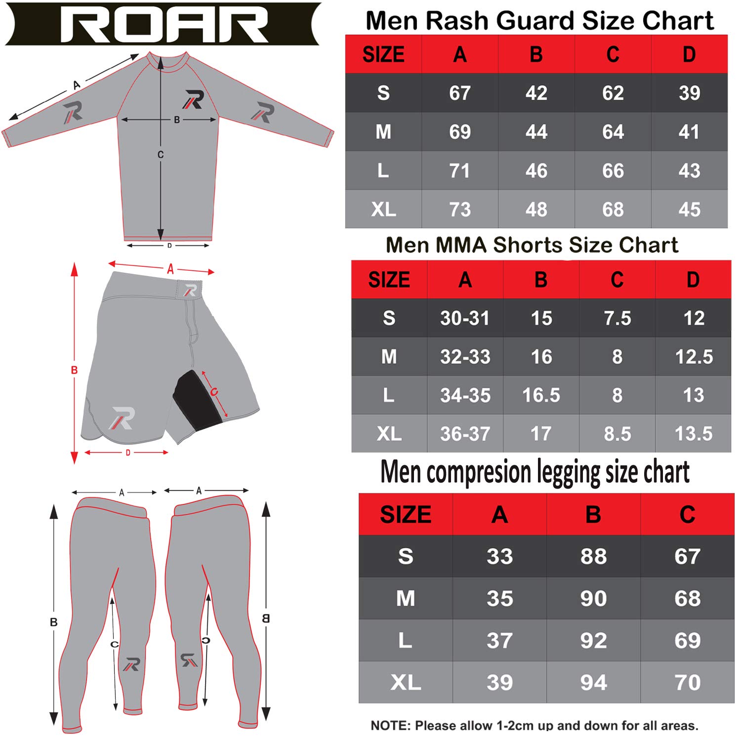ROAR MMA Rash Guard & BJJ Shorts Set Mens Women Fight Wear Kids Grappling Training (Simple-Black-3Pcs, Medium)
