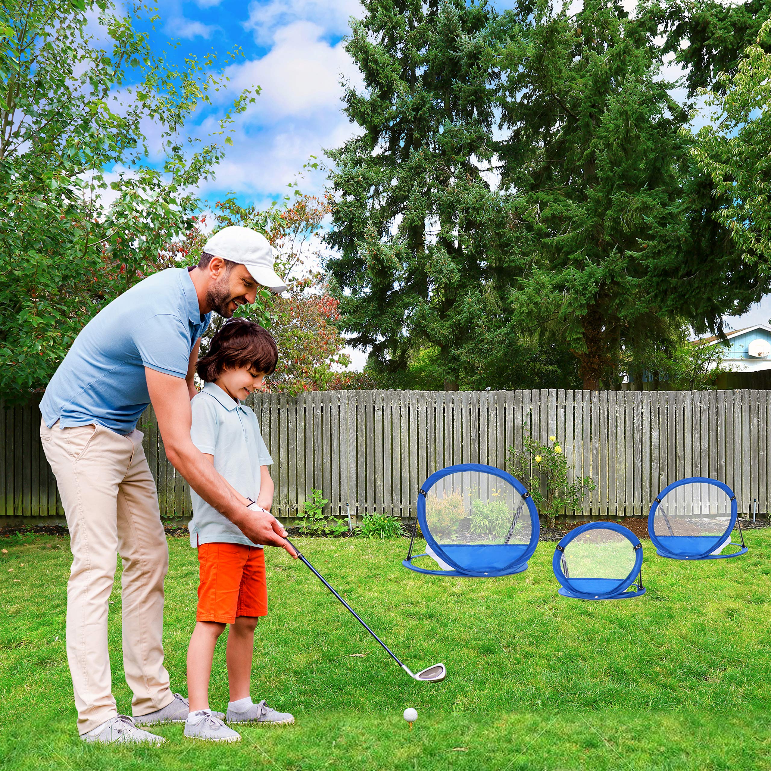 Tri Great USA CORP Golf Net Practice Equipment, Training Gear & Aids | Home, Office Sport Games, Gifts for Husband/Boyfriend (3-Pc. Combo Set)