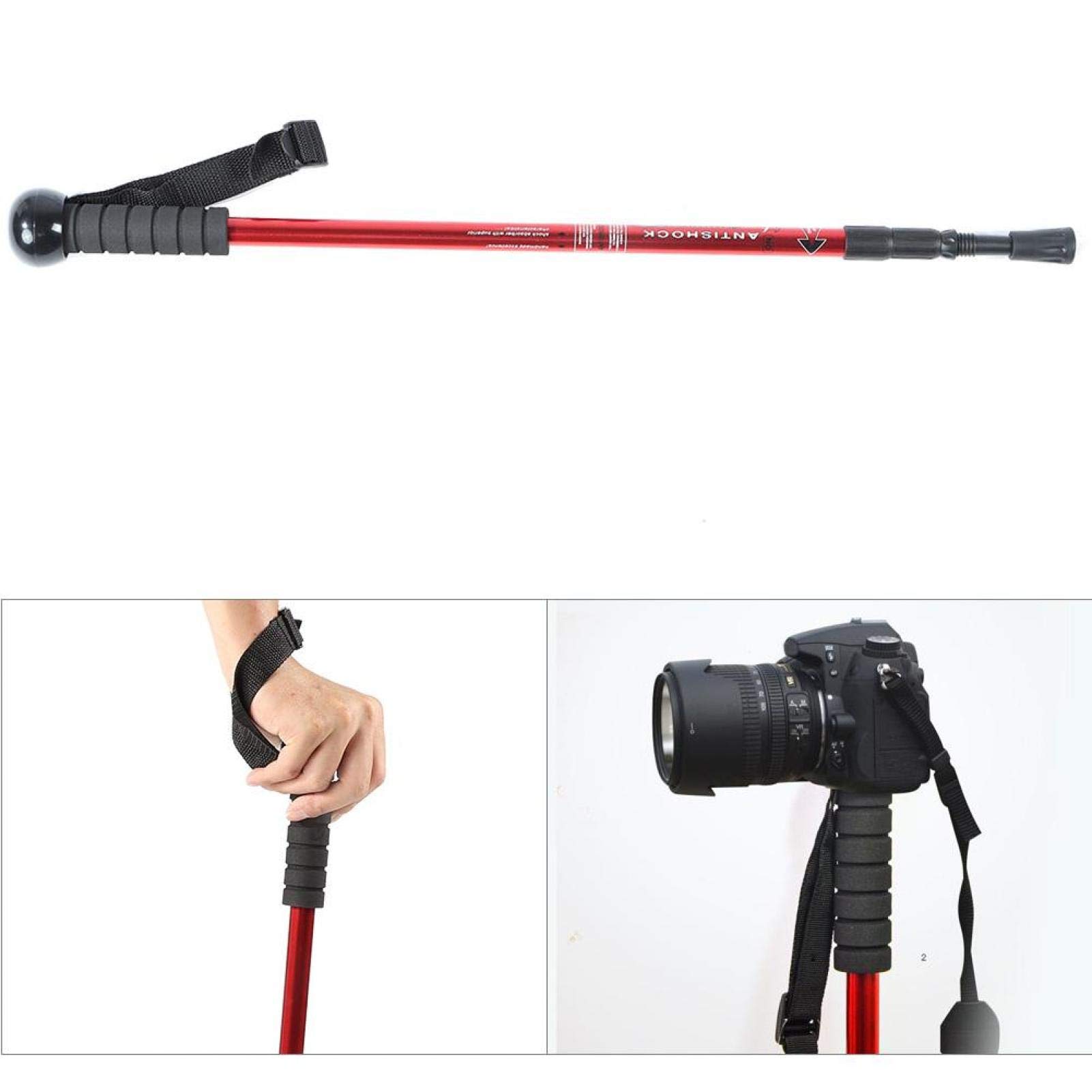 Walking Cane Carbon Fiber Portable Retractable Walking Stick Lightweight Cane with Ergonomic Handle Ideal Daily Living Aid for Limited Mobility(Red)