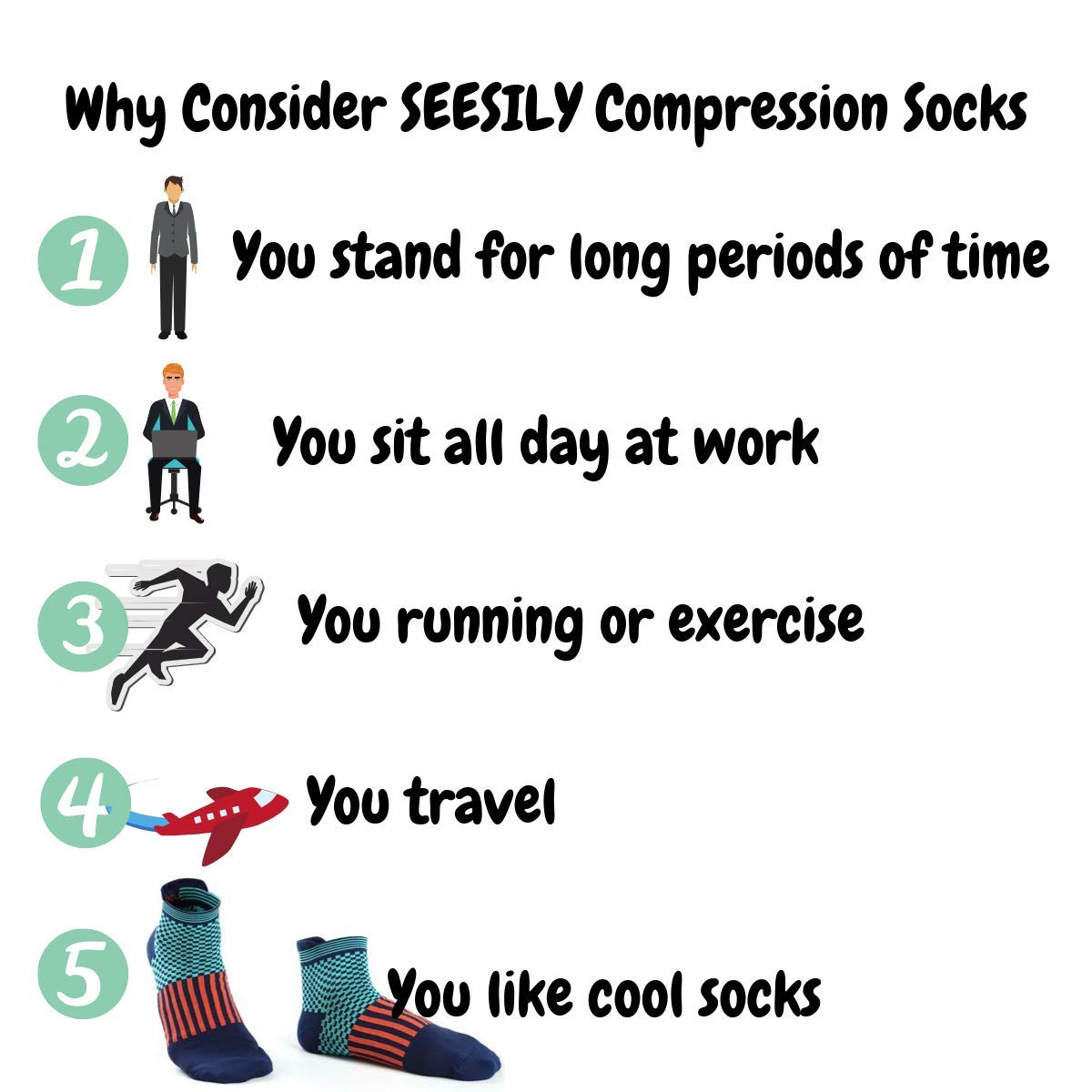 SEESILY Compression Running Socks for Men&Women-Low Cut Athletic Socks with Ankle Brace&Arch Support 2Pairs (5 L/XL)