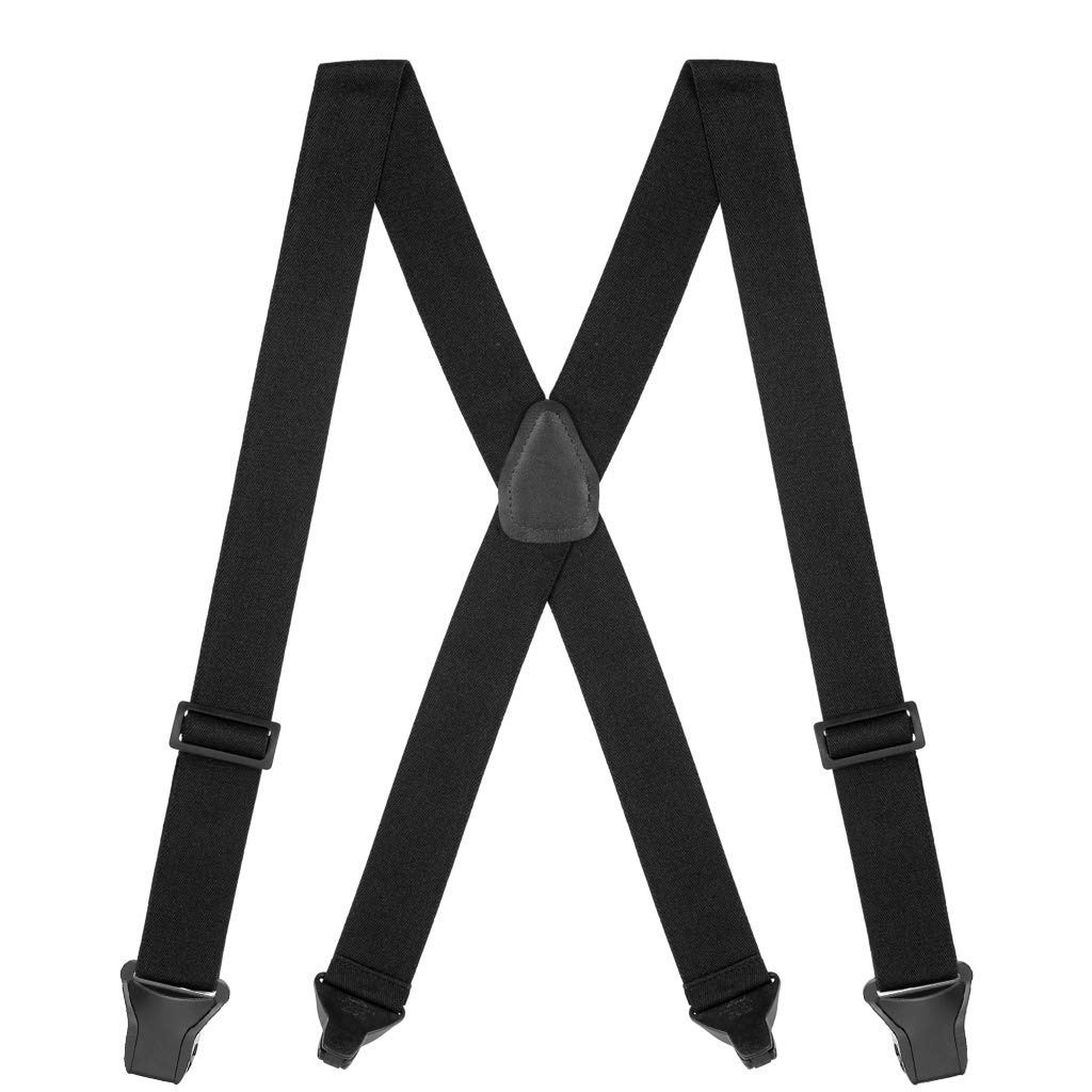 Suspender Store Airport Friendly Suspenders - BuzzNot Clip - 1.25-Inch Wide Elastic - X-Back - 48" for 5'9" to 6'2" tall - Black