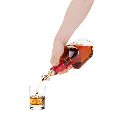 True Glide Weighted Pourers with Self Closing Feature for Liquor, Wine, Oils, or Vinegar, Stainless Steel, Set of 2, Gold