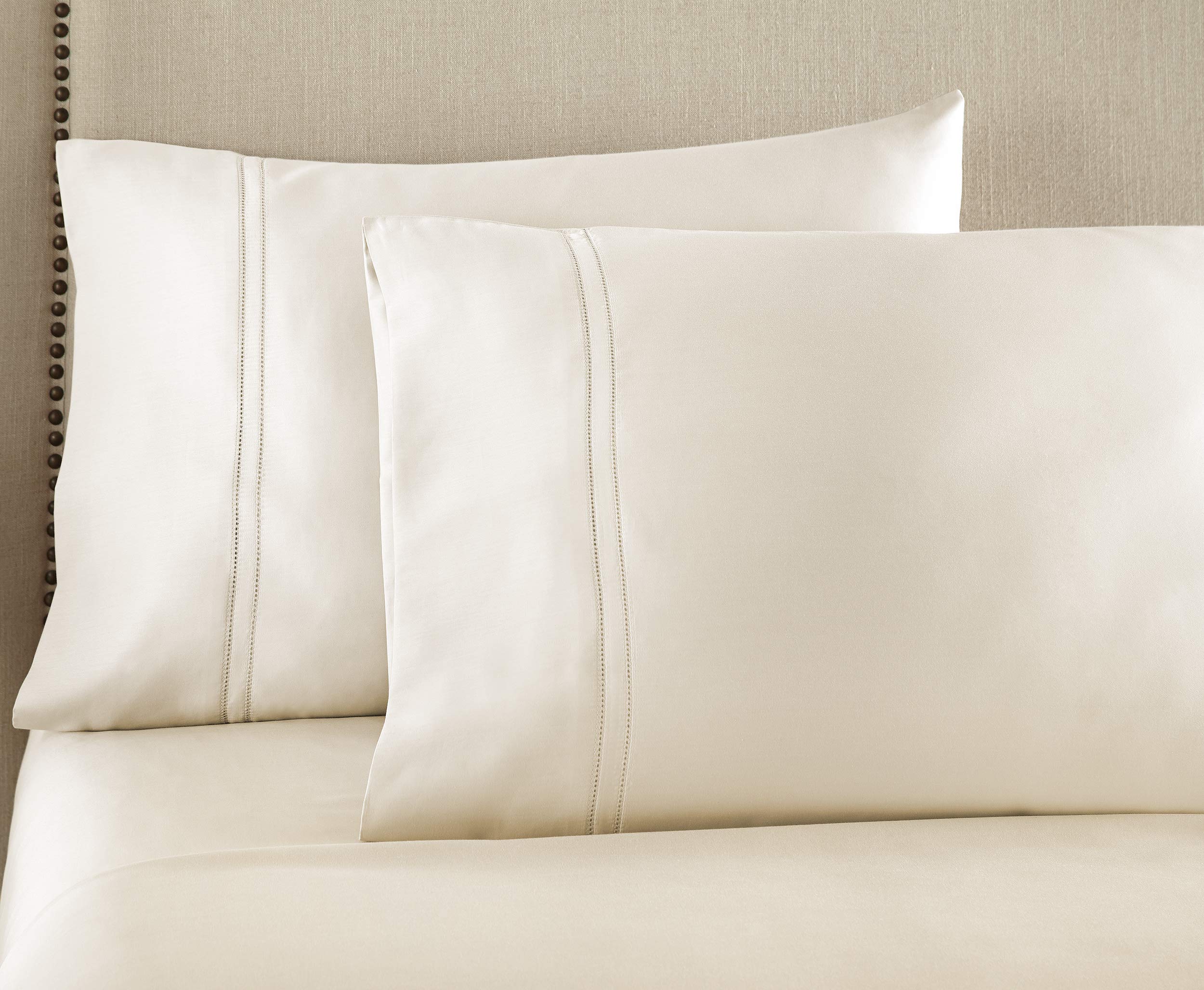 Pure Parima Luxury 100% CEA Certified Egyptian Cotton Sheet Bed Set, Extra-Long Staple, Cool, Breathable, Ultra Comfort, Double Hem-Stitched, Flat, Fitted, and 2 Pillow Cases (Ivory, King)