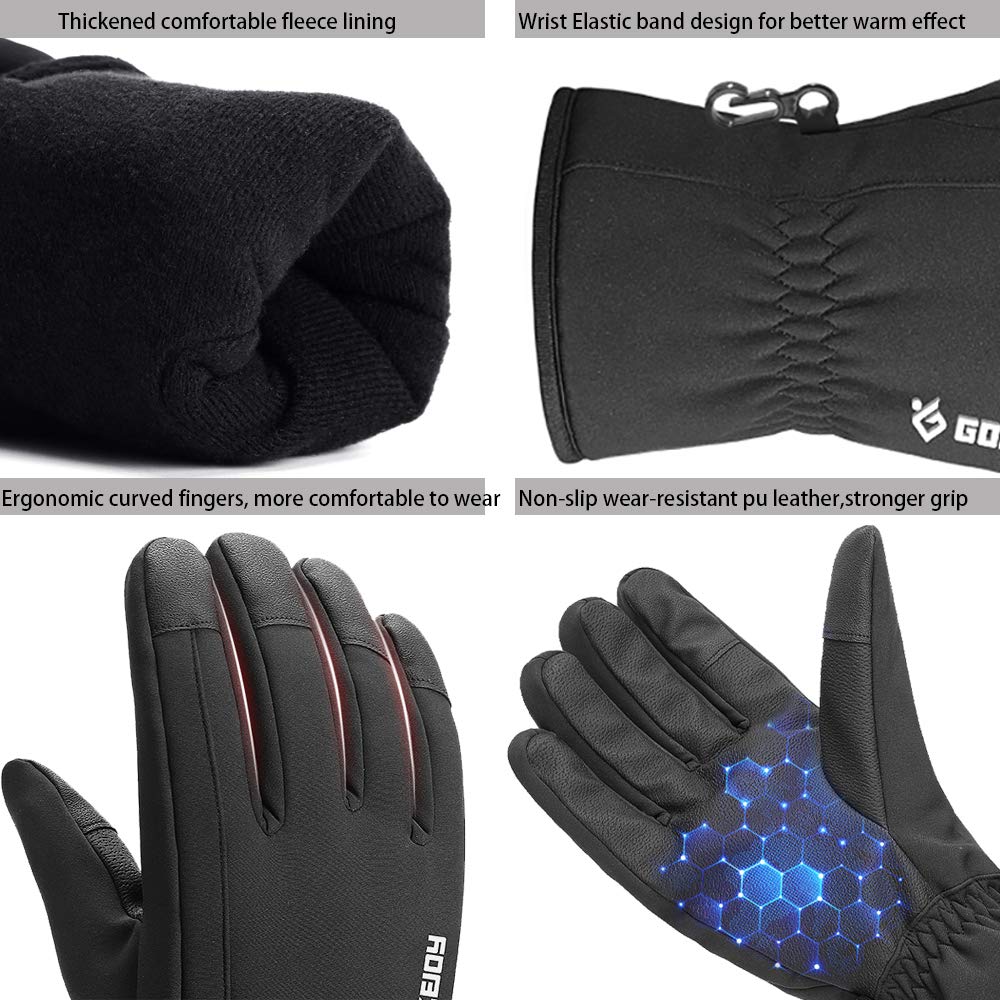 Y&R Direct Mens Winter Gloves -30℉Windproof Waterproof Warm Touch Screen Gloves for Outdoor Work Cycling (Large)