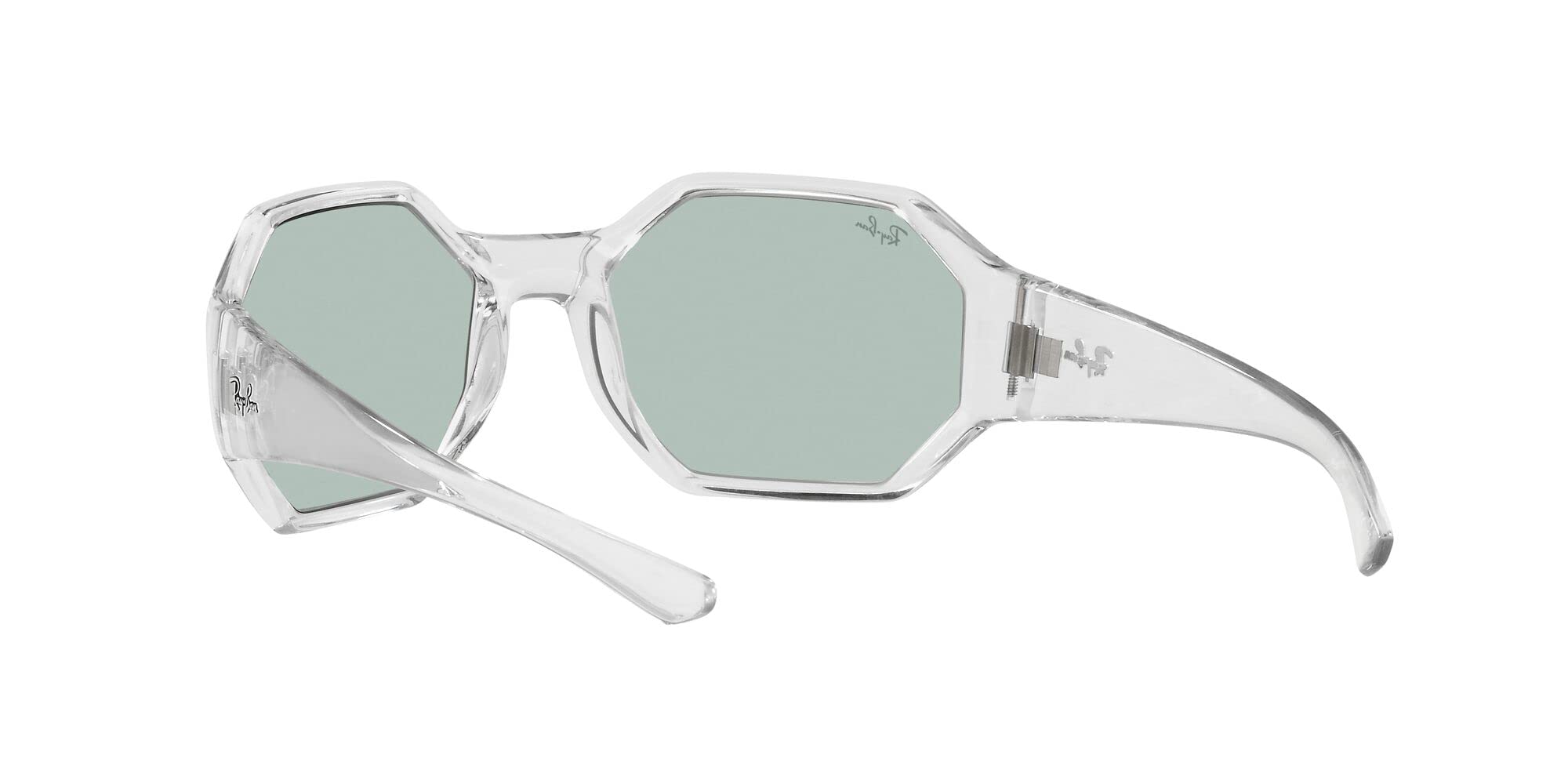 Ray-Ban Rb4337 Polarized Square Sunglasses, Transparent/Evolve Photochromic Green to Blue, 59 mm