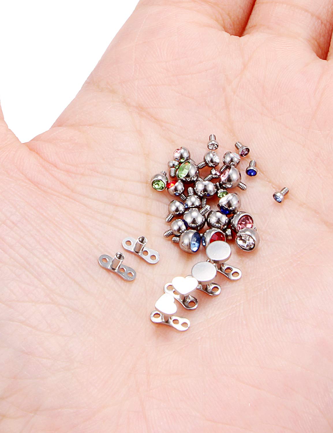 Prjndjw 14G Clear CZ Dermal Anchor Tops and Base Titanium Microdermals Piercing Body Piercing Jewelry for Women Men 2mm 3mm 4mm