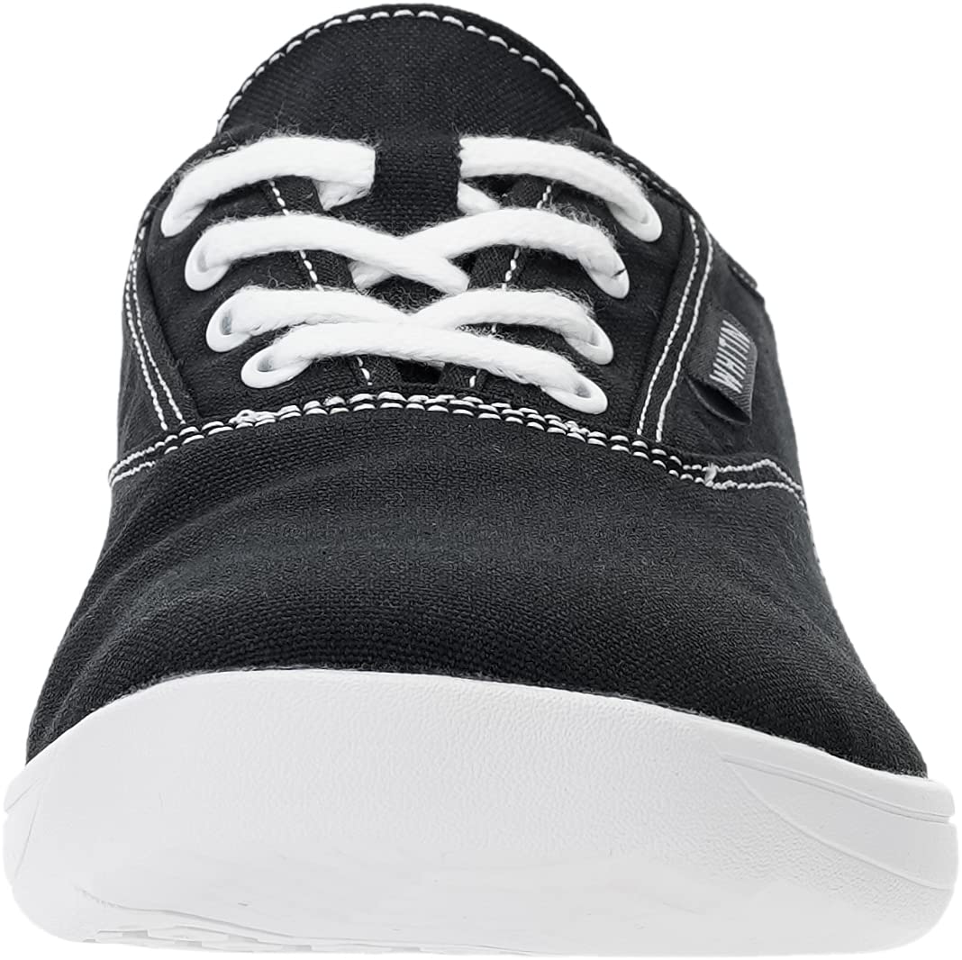 WHITIN Womens Canvas Minimalist Barefoot Sneakers Extra Wide Toe Box Zero Drop Sole Shoes Width Fit Minimus Size 8 8W Minimal Trail Running Black 39