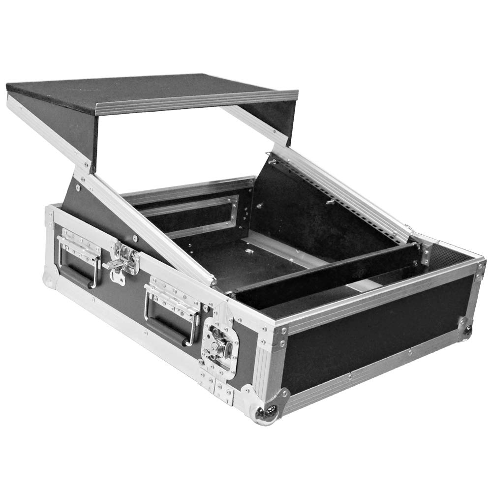 Seismic Audio - SATAC2x10 - Heavy Duty 2 Space ATA Rack Case with 10U DJ Mixer Top and Laptop Shelf - Pro Audio DJ Rack with Sliding Shelf