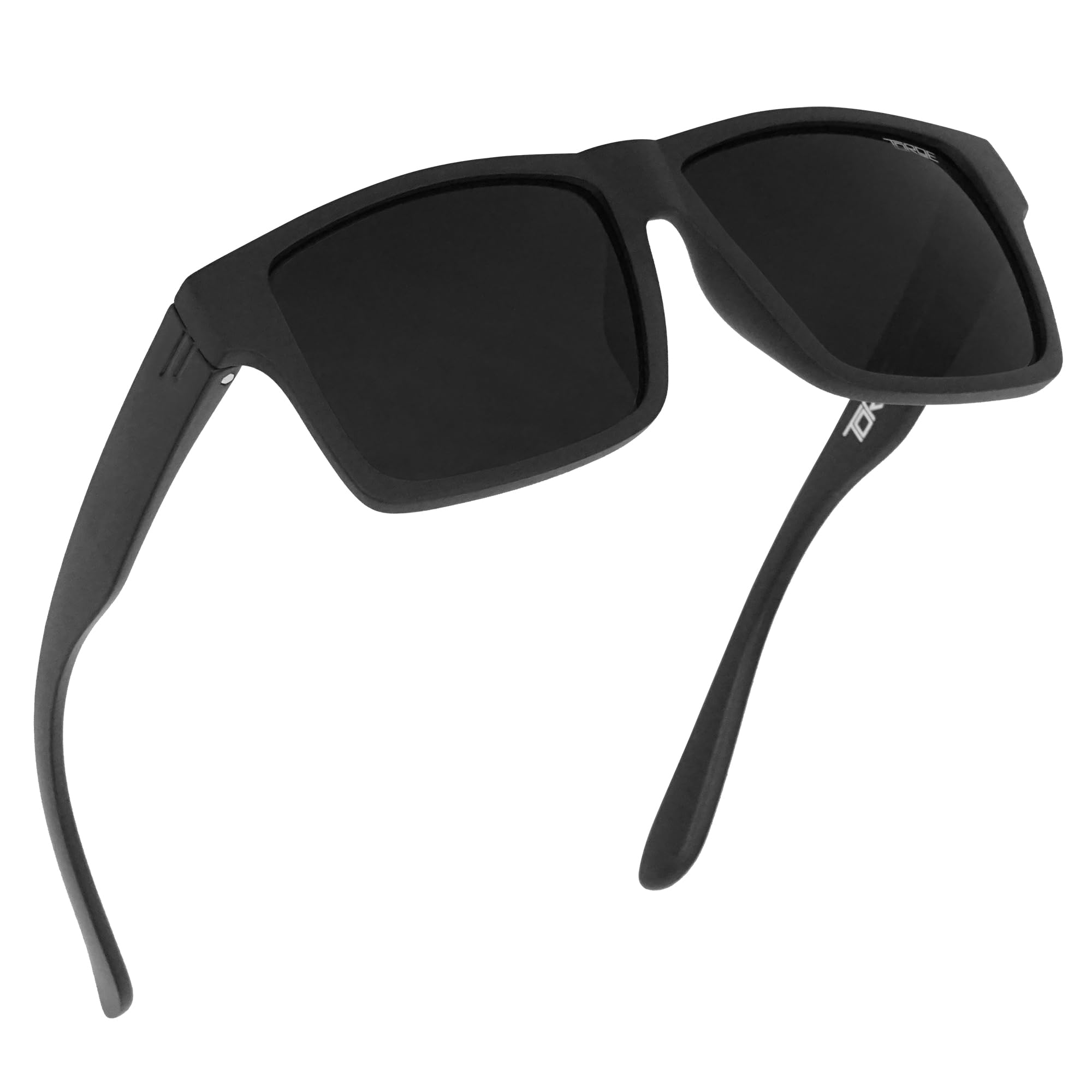 TOROE Men's Black Sqaure TR90 Frame Sunglasses with Polarized Anti Reflective Water Repellant Polycarbonate Lens