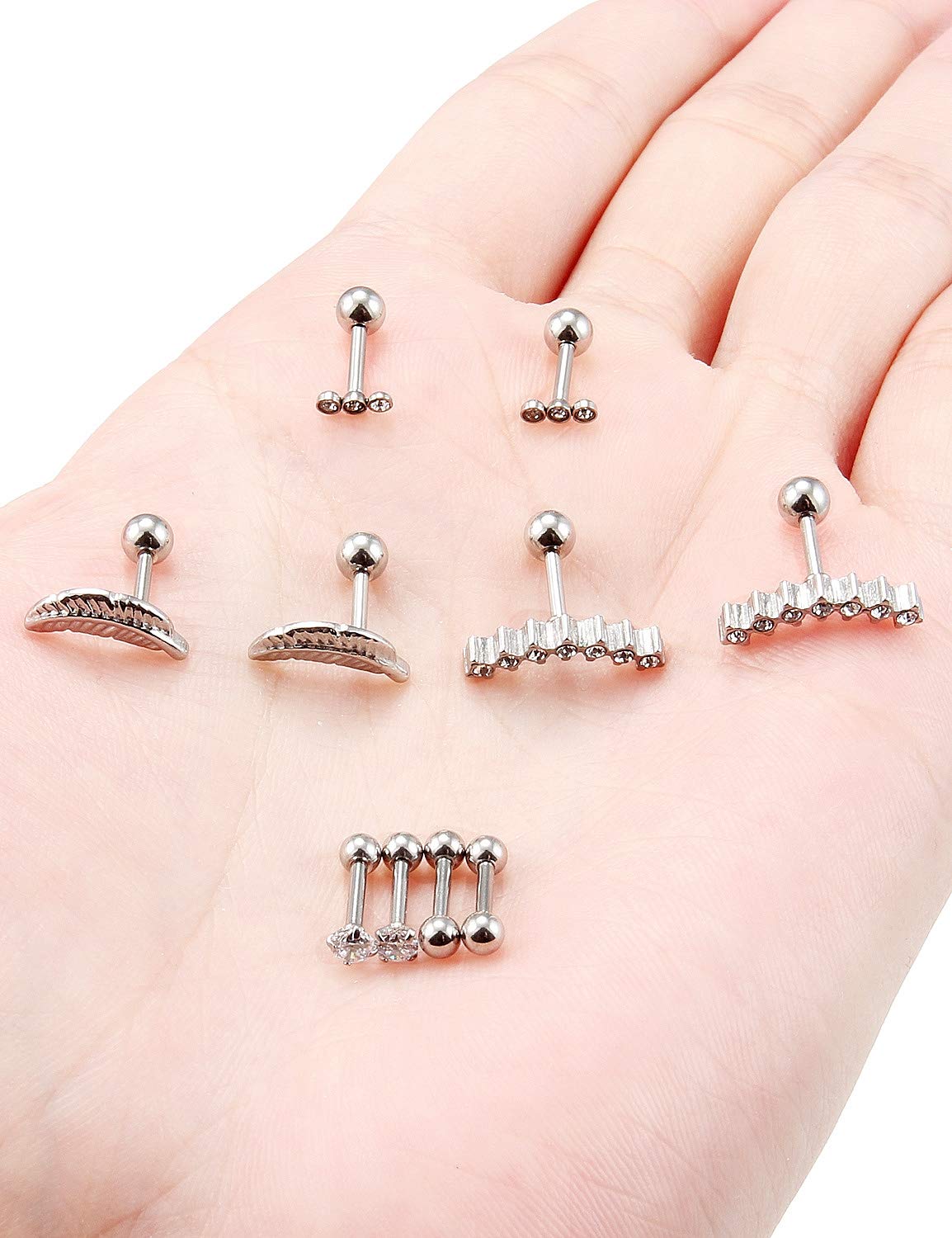 Prjndjw 16g Cartilage Earring Studs for Women Tragus Stud Earring Helix Piercing Jewelry Diamond Opal Surgical Stainless Steel Conch Forward Helix Tragus Daith Piercing Jewelry