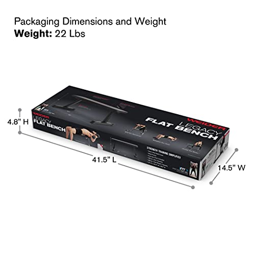 Weider Legacy Flat Bench for Dumbbell Weight Training and Body Weight Exercises, Black
