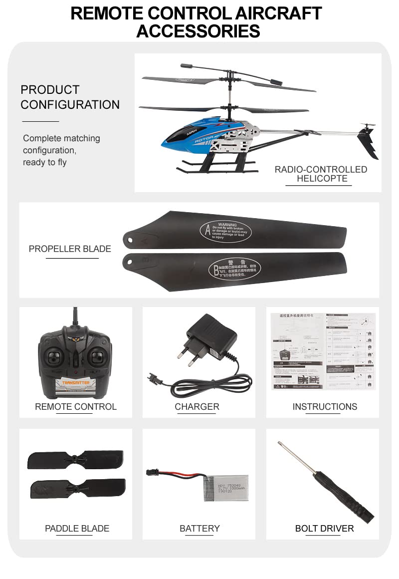 Remote Control Helicopter, 528 Aircraft with Altitude Hold, One Key take Off/Landing, 3.5 Channel, Gyro Stabilizer and High &Low Speed, LED Light for Indoor to Fly for Kids and Beginners (Bule)