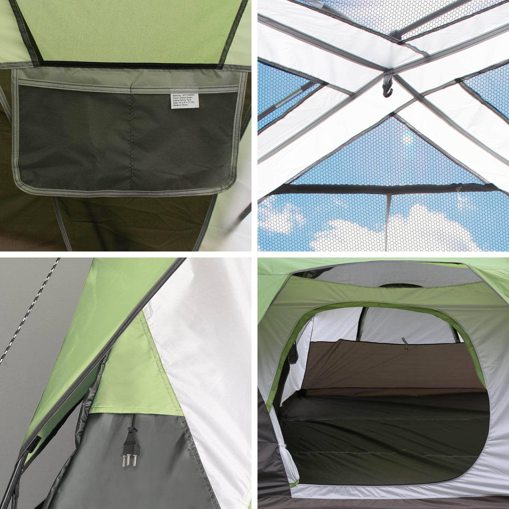 Superrella Outdoor Portable Cabin Camping Tent Double Layer for Family 5-6 Person, Orange Red