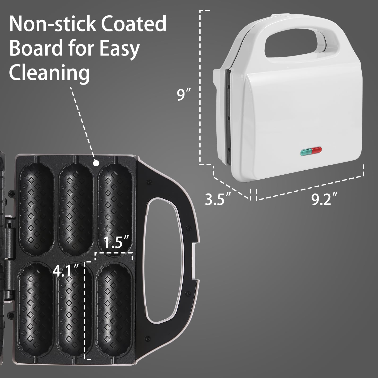 UVFAST Corn Dog Waffle Maker, Hot Dog Waffle Machine with Non-stick Coating Plate, Hot Dog Maker Toaster Make 6 Corn Dogs, Corn Dog Waffle Machine Make Corn Dog in Minutes, Easy to Clean, White
