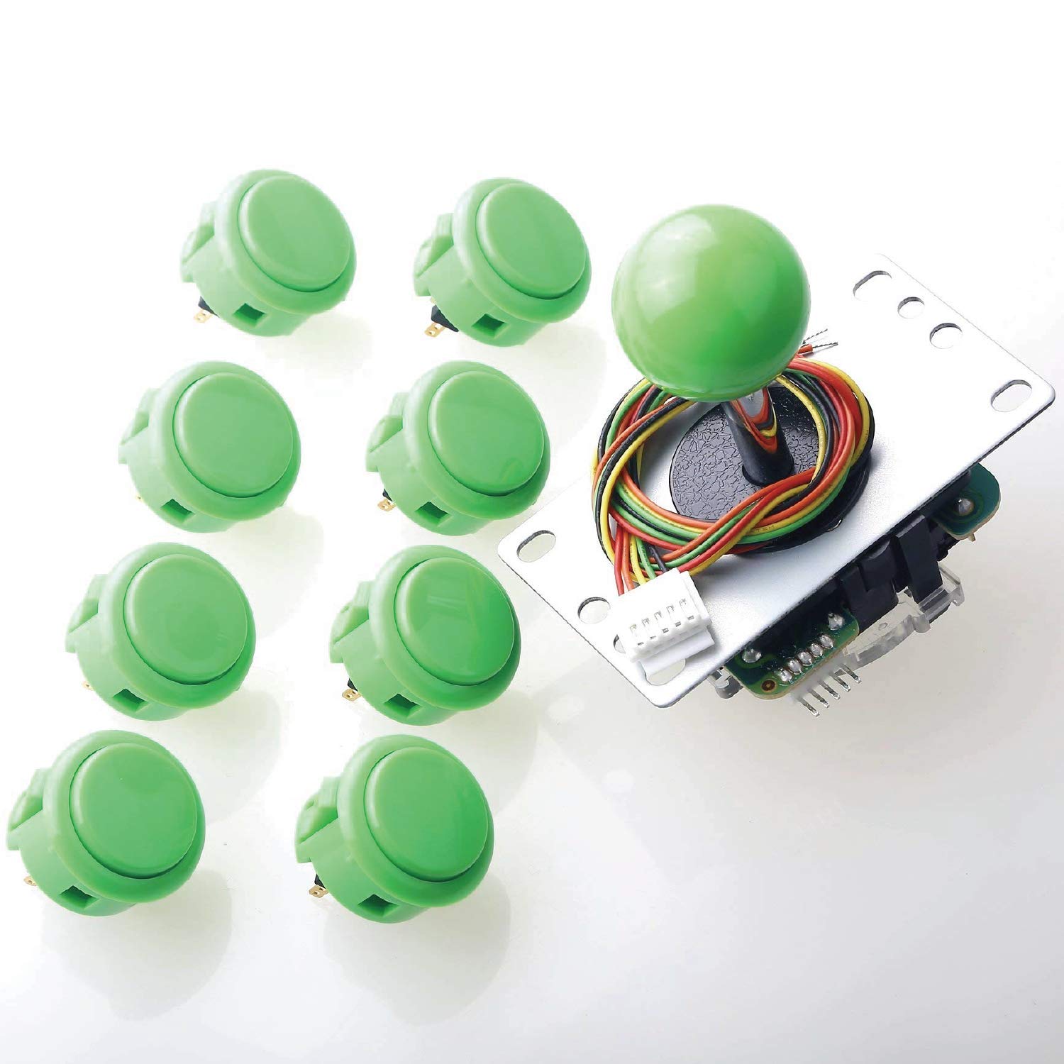 SANWA JLF-TP-8YT Joystick 8 pcs OBSF-30 Push Button Bundle Kit Color : Green - for Arcade Game 4 & 8 Way Adjustable, Compatible with Catz Mad SF4 Tournament Joystick S@NWA