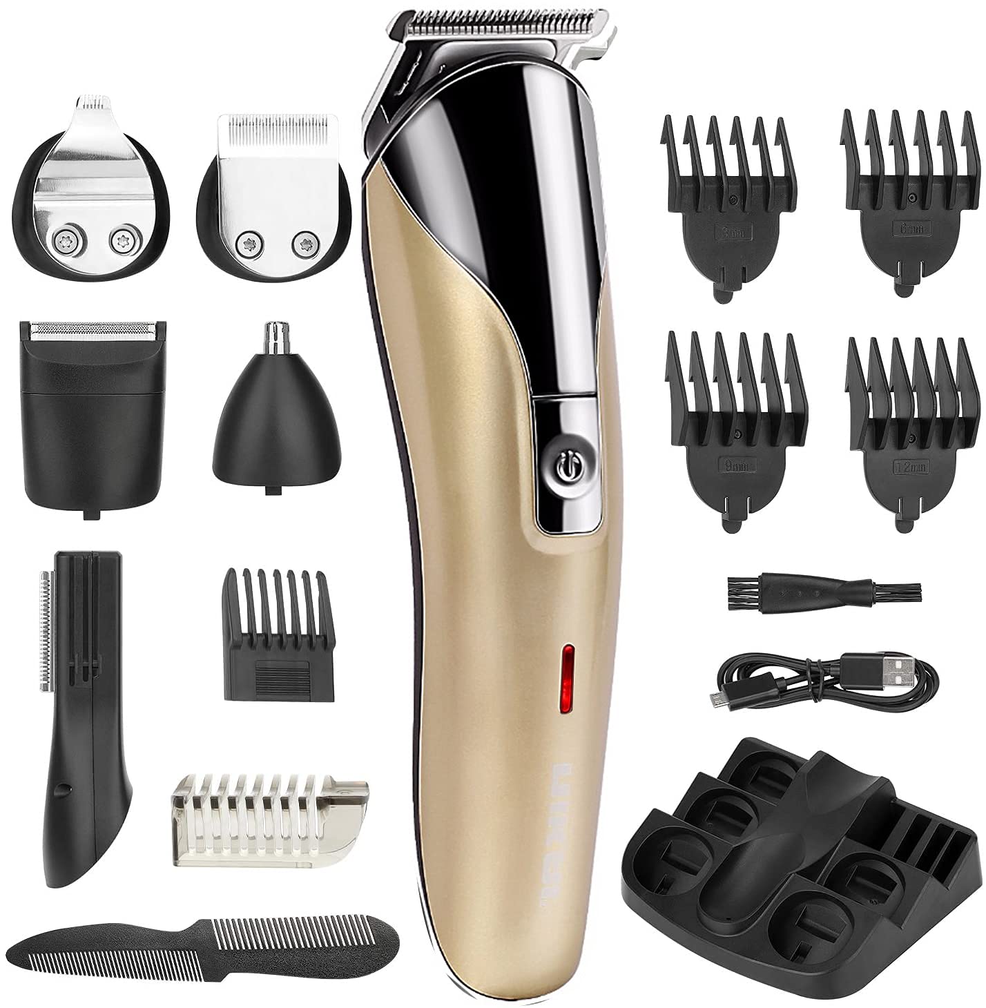 YUNAI Hair Clipper Beard Trimmer Kit for Men, Cordless Shaver Razor Beard & Mustache Trimmer Rechargeable Men Haircut Grooming Kit