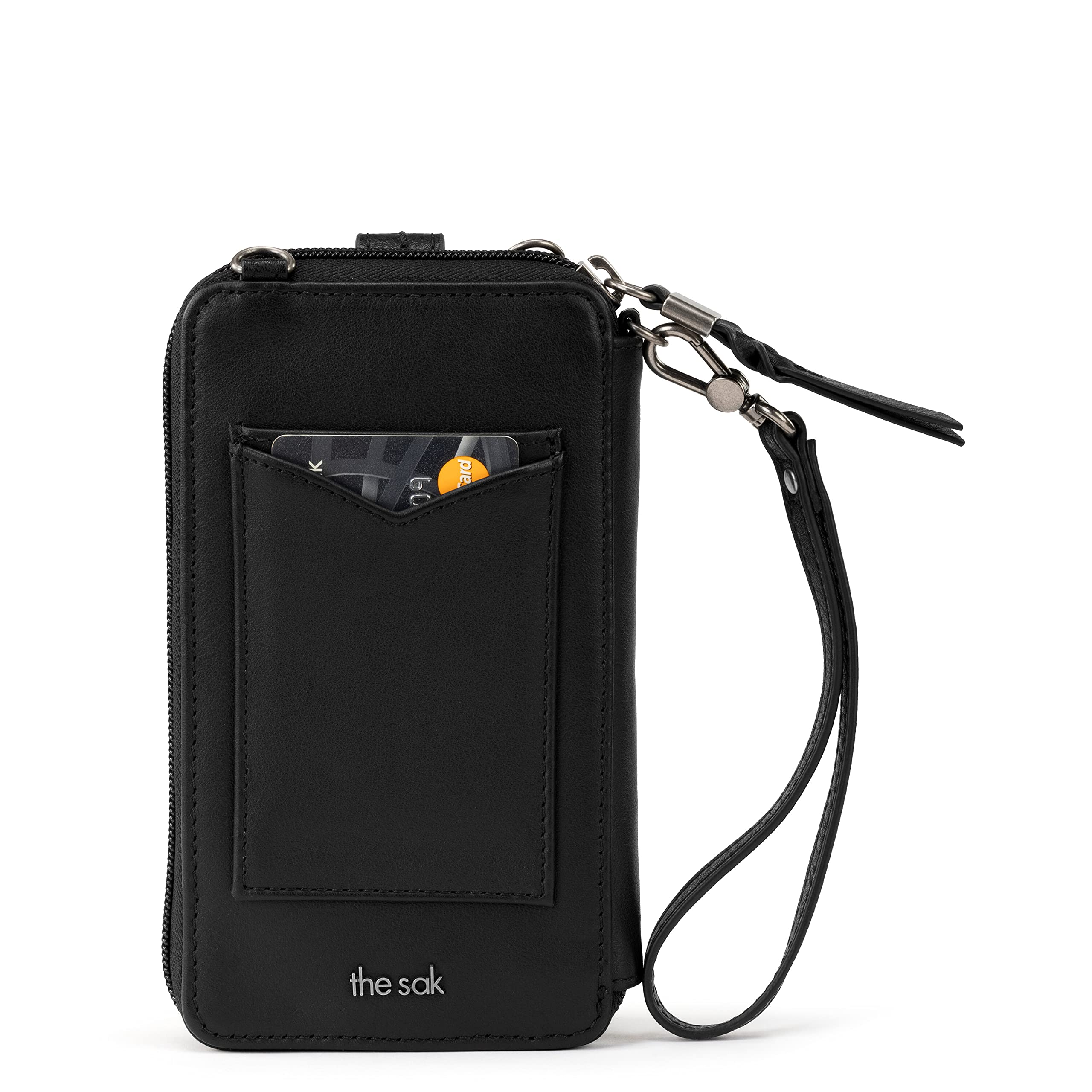 The Sak Silverlake N/S Smartphone Crossbody, Black Floral Embossed