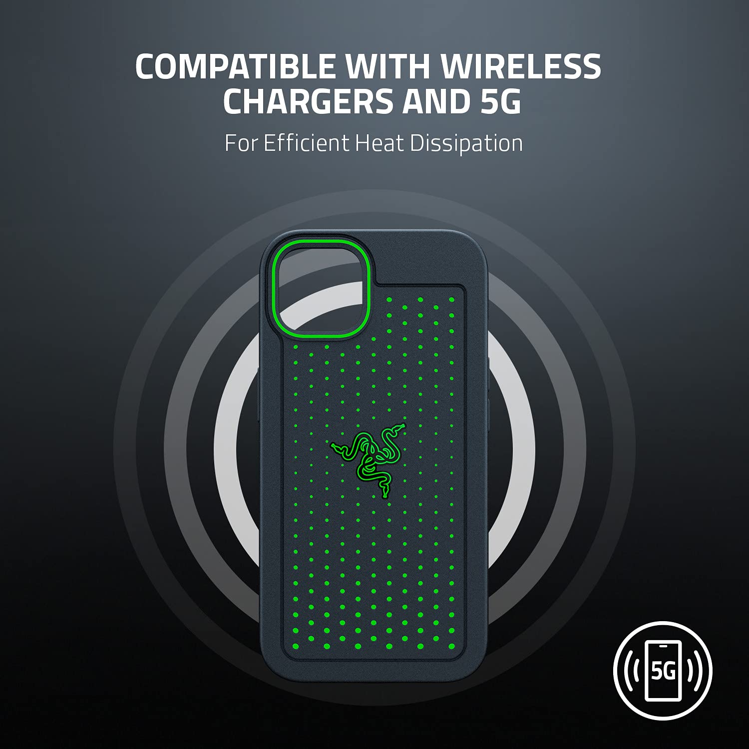 Razer Arctech for iPhone 13 Case: Extra Ventilation Channels - Thermplastic Elastomer Reinforced Corners - Tactile Side Buttons - Compatible with Wireless Chargers and 5G Black