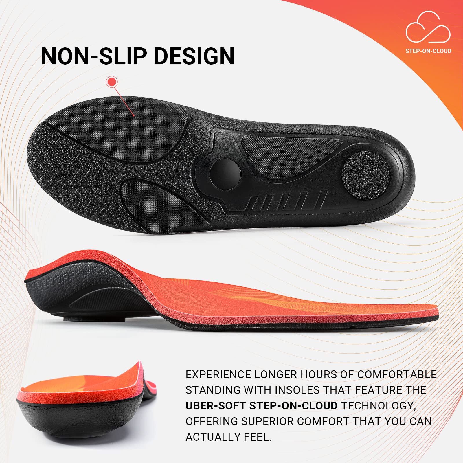 PCSsole Plantar Fasciitis High Arch Support Insoles Men Women - Orthotic Shoe Inserts for Arch Pain Relief - Boot Work Shoe Insole - Standing All Day Comfort