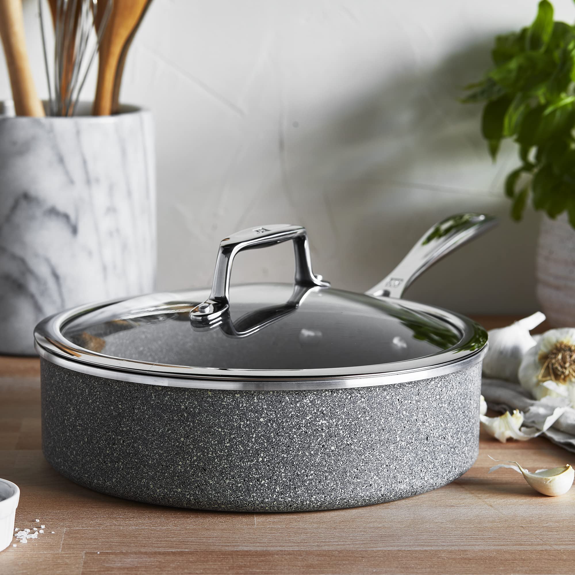 ZWILLING Vitale 3-qt Nonstick Saute Pan with Lid, Aluminum, Scratch Resistant, Made in Italy