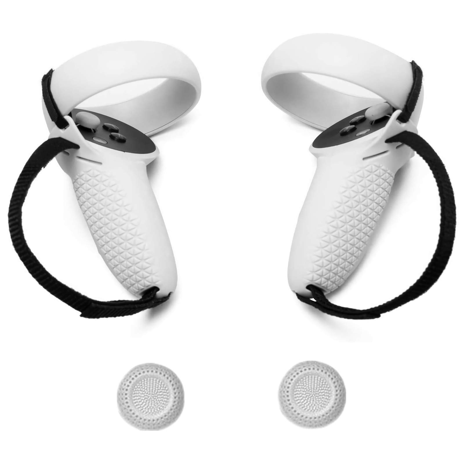 Touch Controllers Grips Cover Compatible with Oculus Quest 2 - Quest 2 Accessories Controller Grips with Wrist Knuckle Strap - Anti-Throw Handle Protective Rubber Grips Cover (TPU, Light Grey)