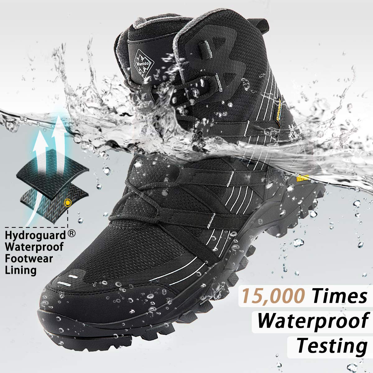wantdo Men's Waterproof Work Boots Non-Slip Hiking Boots Tactical Combat Boots Trekking Hunting Shoes