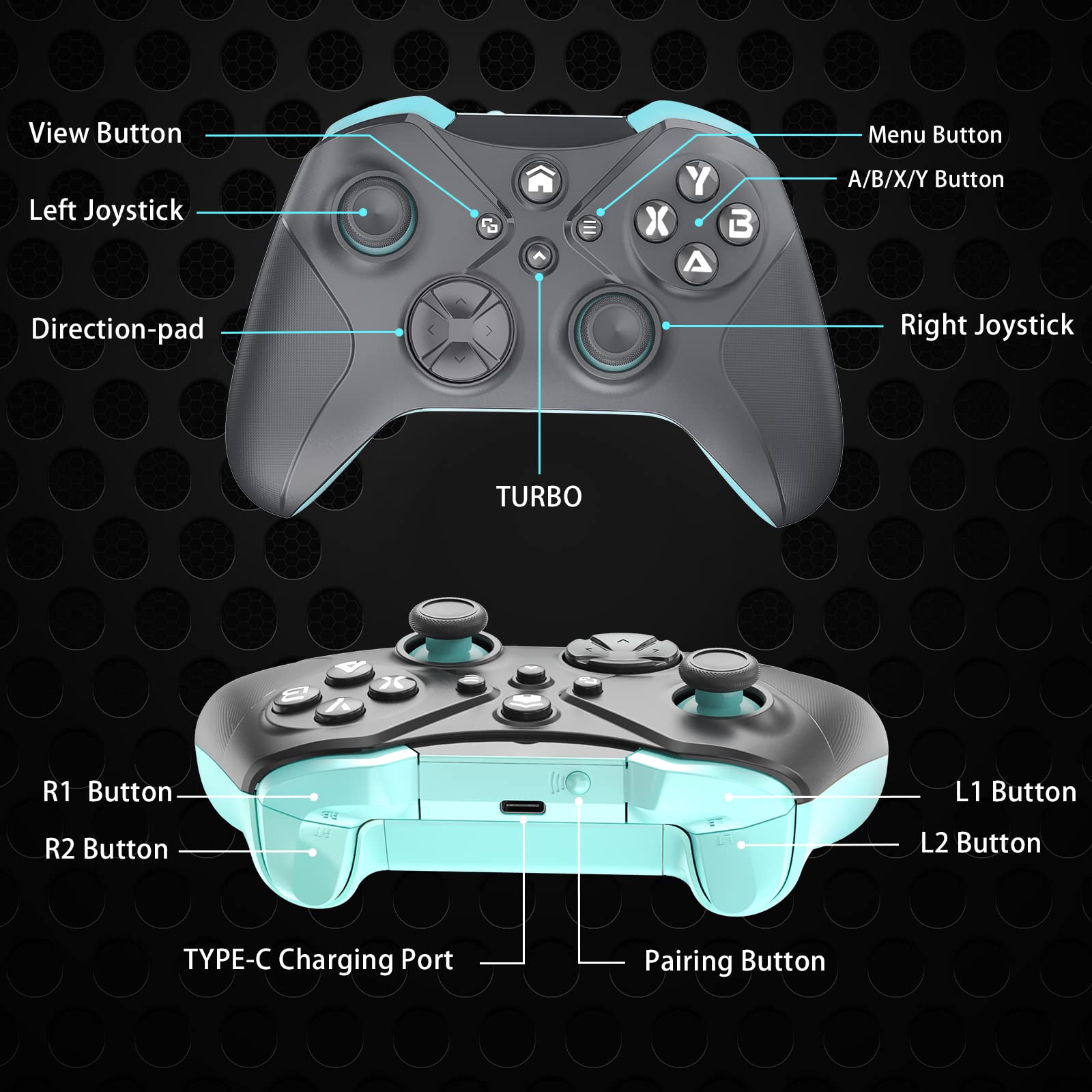 PC Controller Wireless Compatible with iOS, Android, PC Windows 10/11 and Steam Platform with TURBO Macro Function (Connecting to Xbox Consoles is Not Supported at this Time)