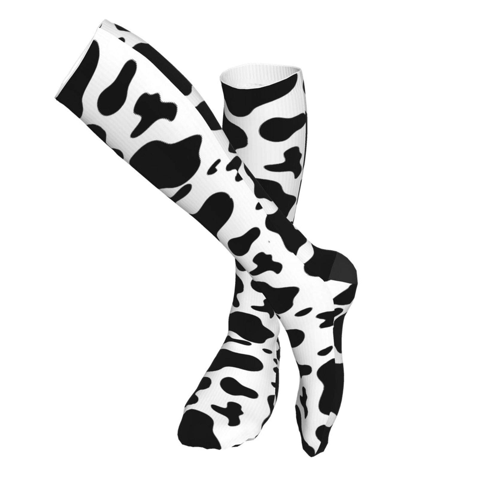 YAMADEI Cow Spot Compression Socks For Women & Men Best Graduated Athletic,Running, Flight Travel,Cycling