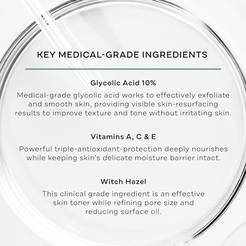 Replenix Glycolic Acid 10% Resurfacing Skin Peel, Medical-Grade Facial Peeling Pads for Discoloration & Acne (60 ct.)