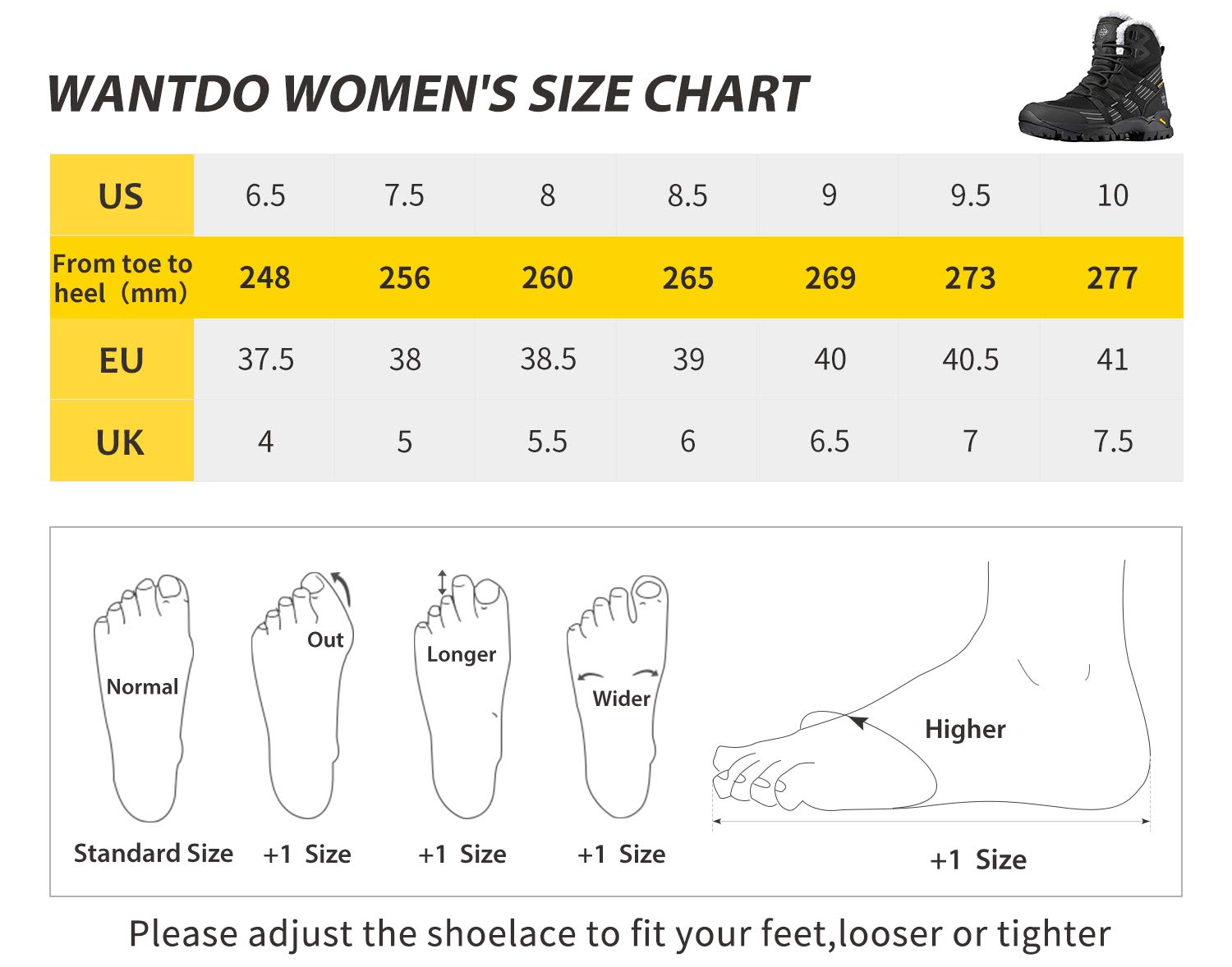 wantdo Women's Waterproof Hiking Boots Non-Slip Work Boots Comfortable Outdoor Ankle Boots Arch Support