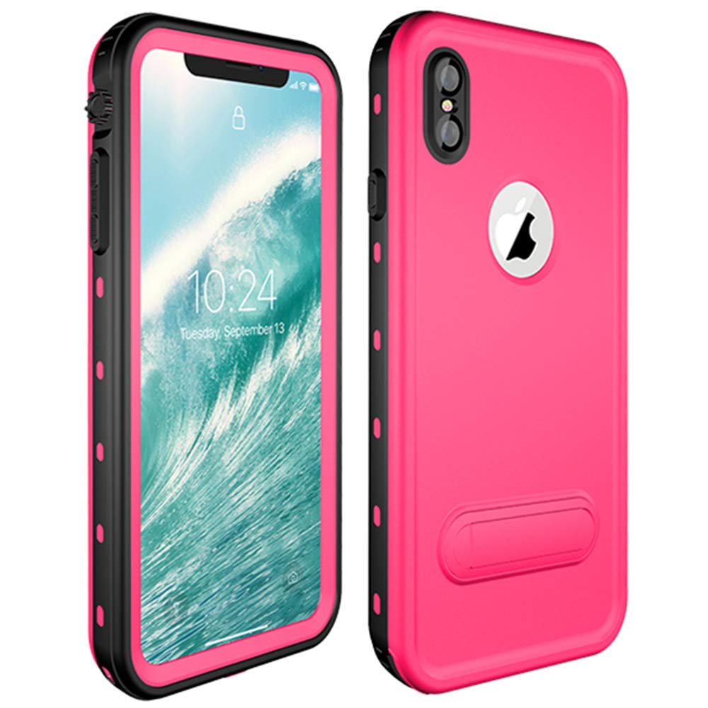 SpringRay iPhone Xs Max Waterproof Case IP68 Certified Shockproof Dustproof Snowproof Full Body Rugged Protective Cover with Built-in Screen Protector for iPhone Xs Max 2018 Released 6.5 inch (Pink)