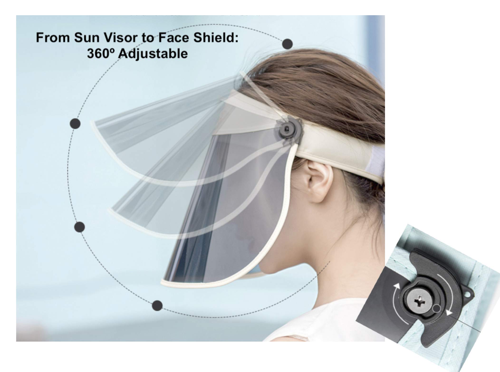 Shanlin Adjustable Sun Visors Face Shield for Outdoors, Beach, Hiking and Biking (Light Grey)