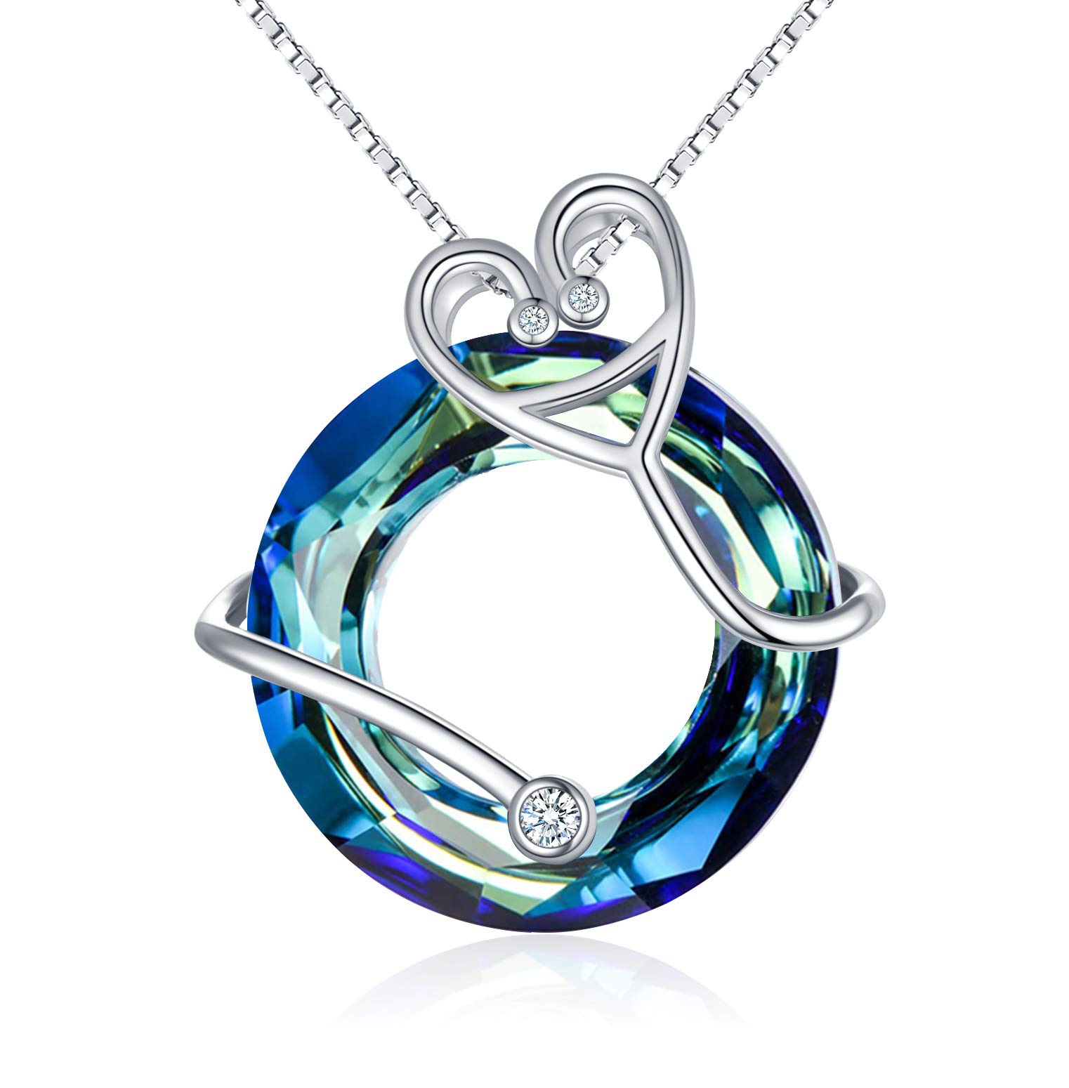 TOUPOP Nurse Gifts for Women s925 Sterling Silver Doctor Nursing Themed Necklace with Crystal Jewelry Gifts for Women Mom Student Doctor Nurse Grateful Birthday Mother's Day silver