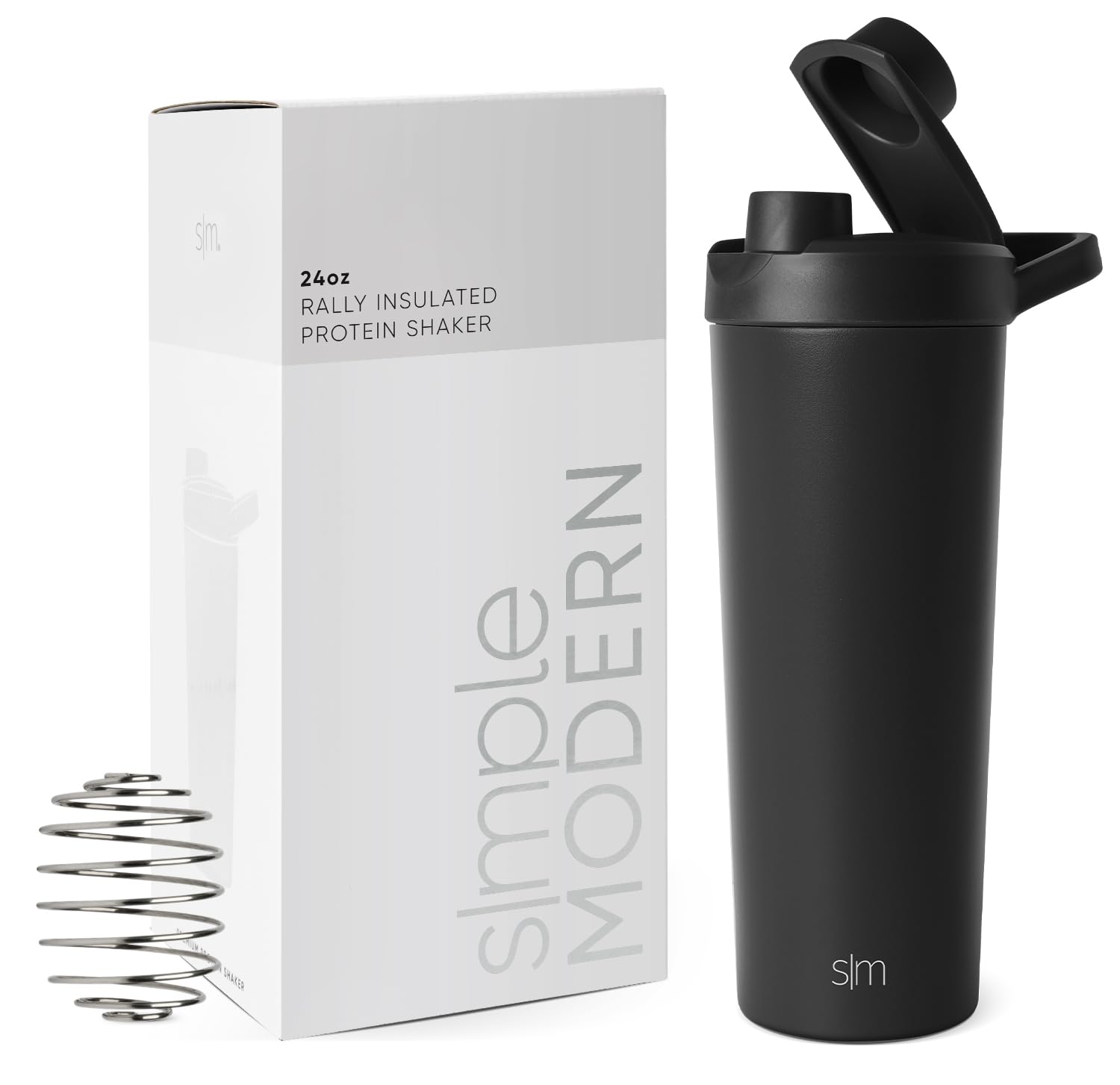 Simple Modern Stainless Steel Shaker Bottle with Ball 24oz | Metal Insulated Cup for Protein Mixes, Shakes and Pre Workout | Rally Collection | Raspberry Vibes
