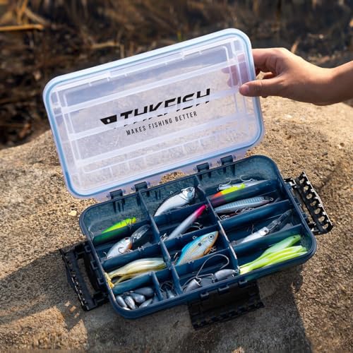 THKFISH Fishing Tackle Box 3600 Tackle Tray Floating Fishing Lure Box Storage Organizer Small Plastic Box with Adjustable Dividers,Sun-Proof 2PCS