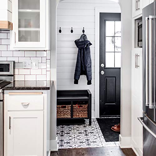 SomerTile FRC8TWVT Fifties Ceramic Floor and Wall Tile, 7.75" x 7.75", White/Grey